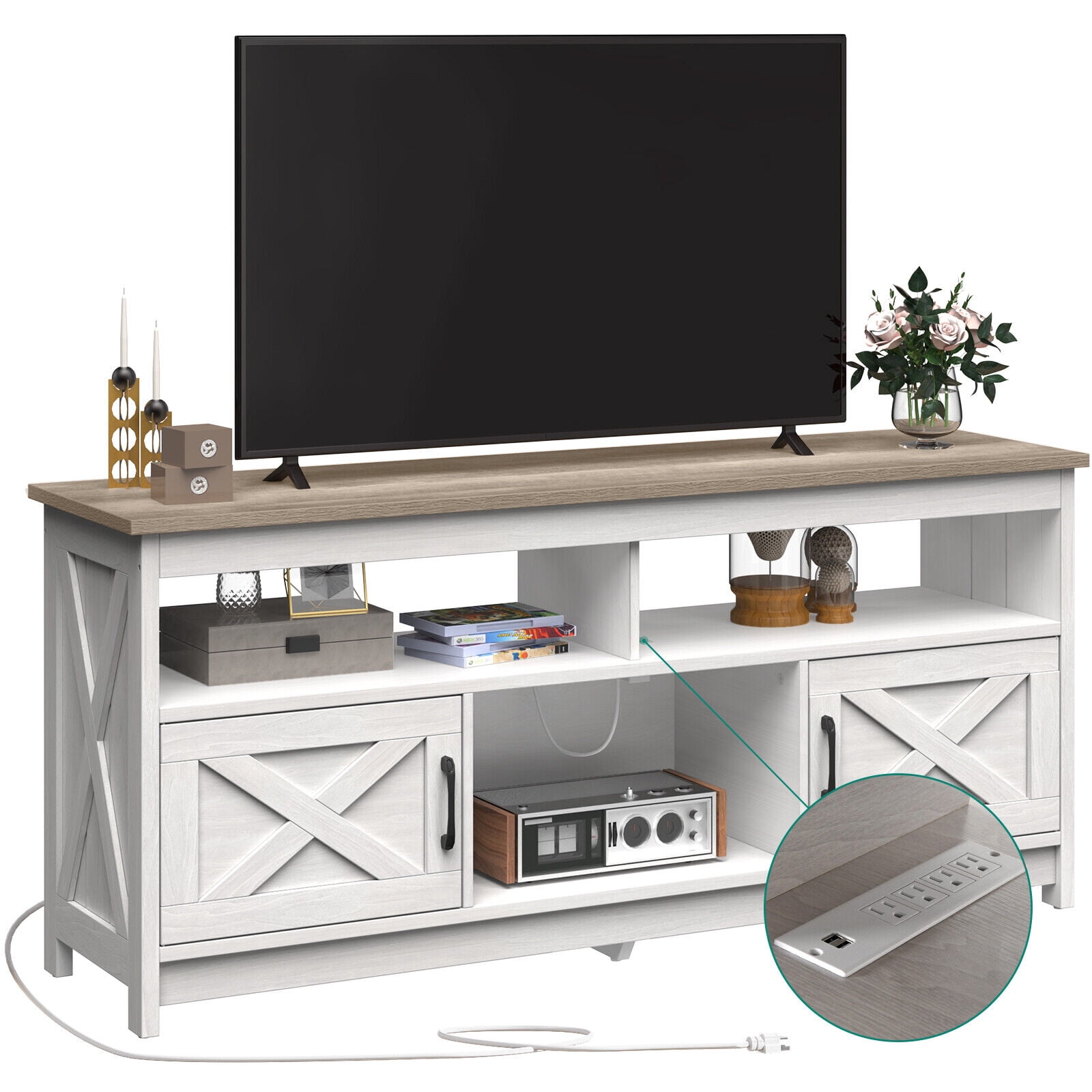 TV Stand for 65 inch Entertainment Center with Power Outlets Media ...
