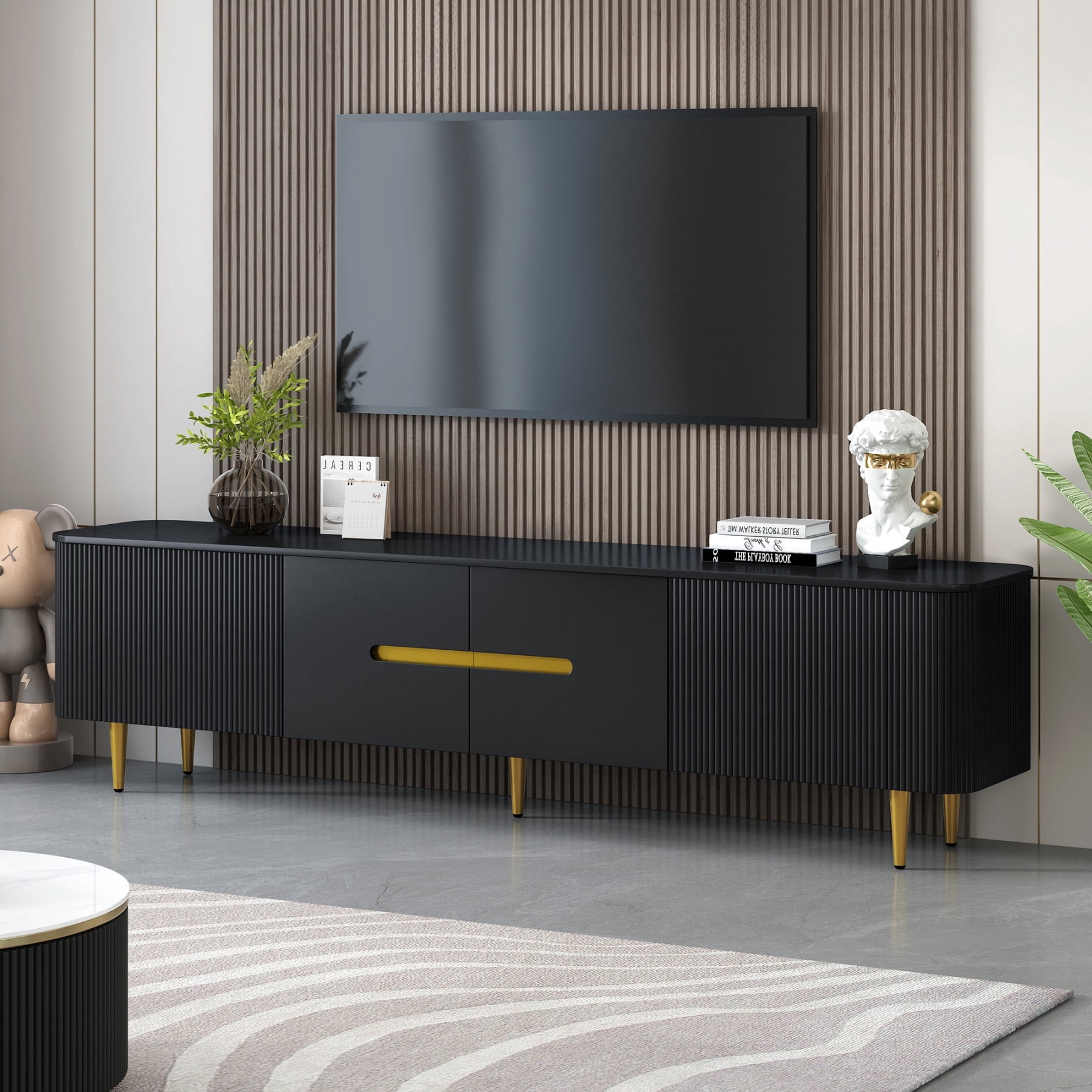 TV Stand for 85 Inch TV, Modern Entertainment Center with 4 Spacious ...