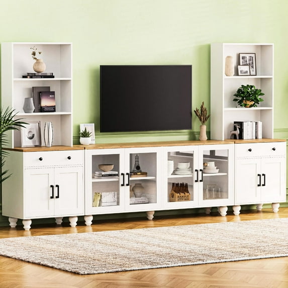 TV Stand for Large Screen TVs | Entertainment Console with Book Storage ...