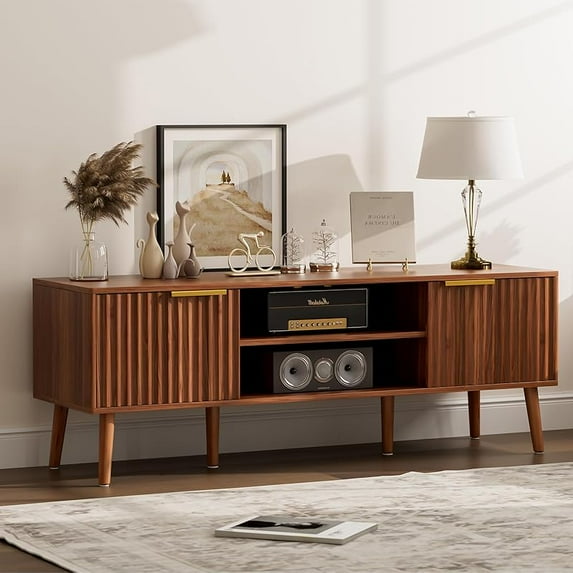 TV Stand for Living Room, Boho Entertainment Center for 55/60 inch TVs ...