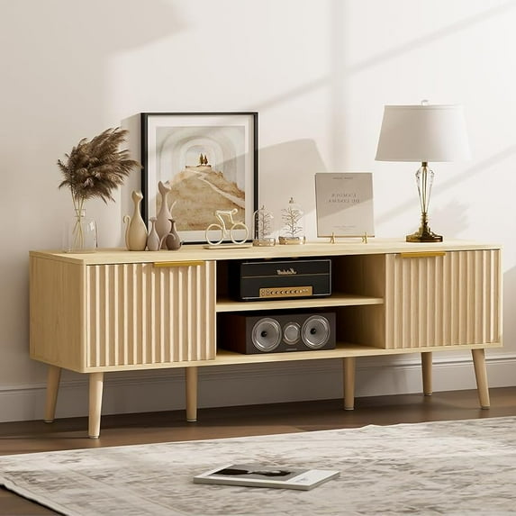 TV Stand for Living Room, Boho Entertainment Center for 55/60 inch TVs ...