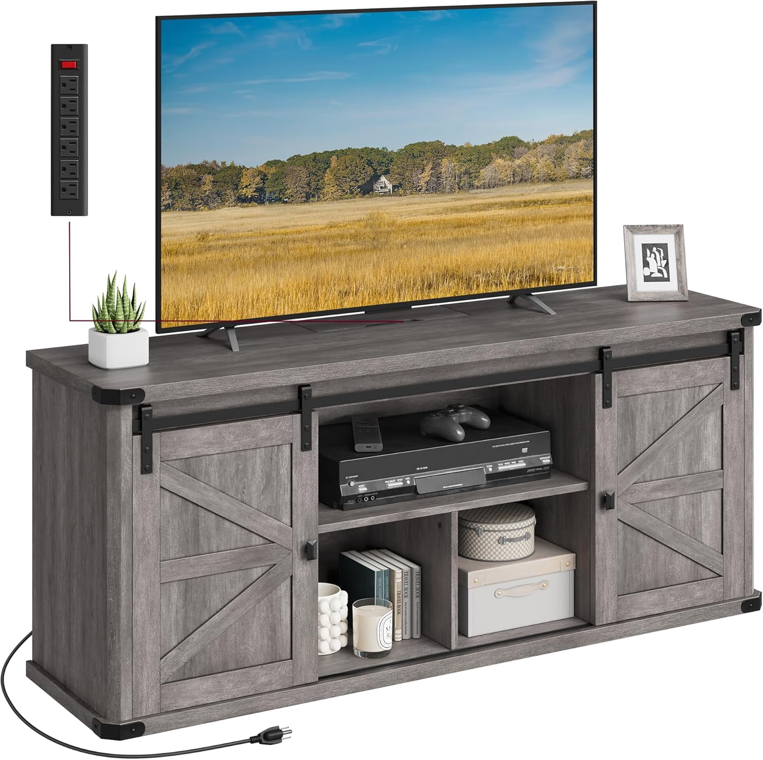 TV Stand for TVs up to 65 Inches, Farmhouse Entertainment Center with ...