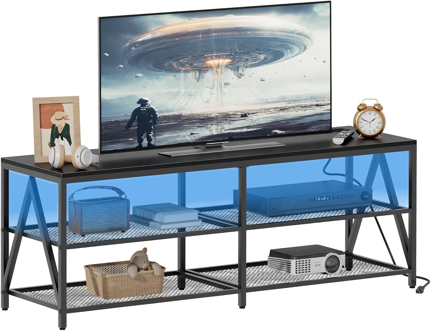 TV Stand for TVs up to 75 Inch, 70" Long Industrial TV Console Table ...