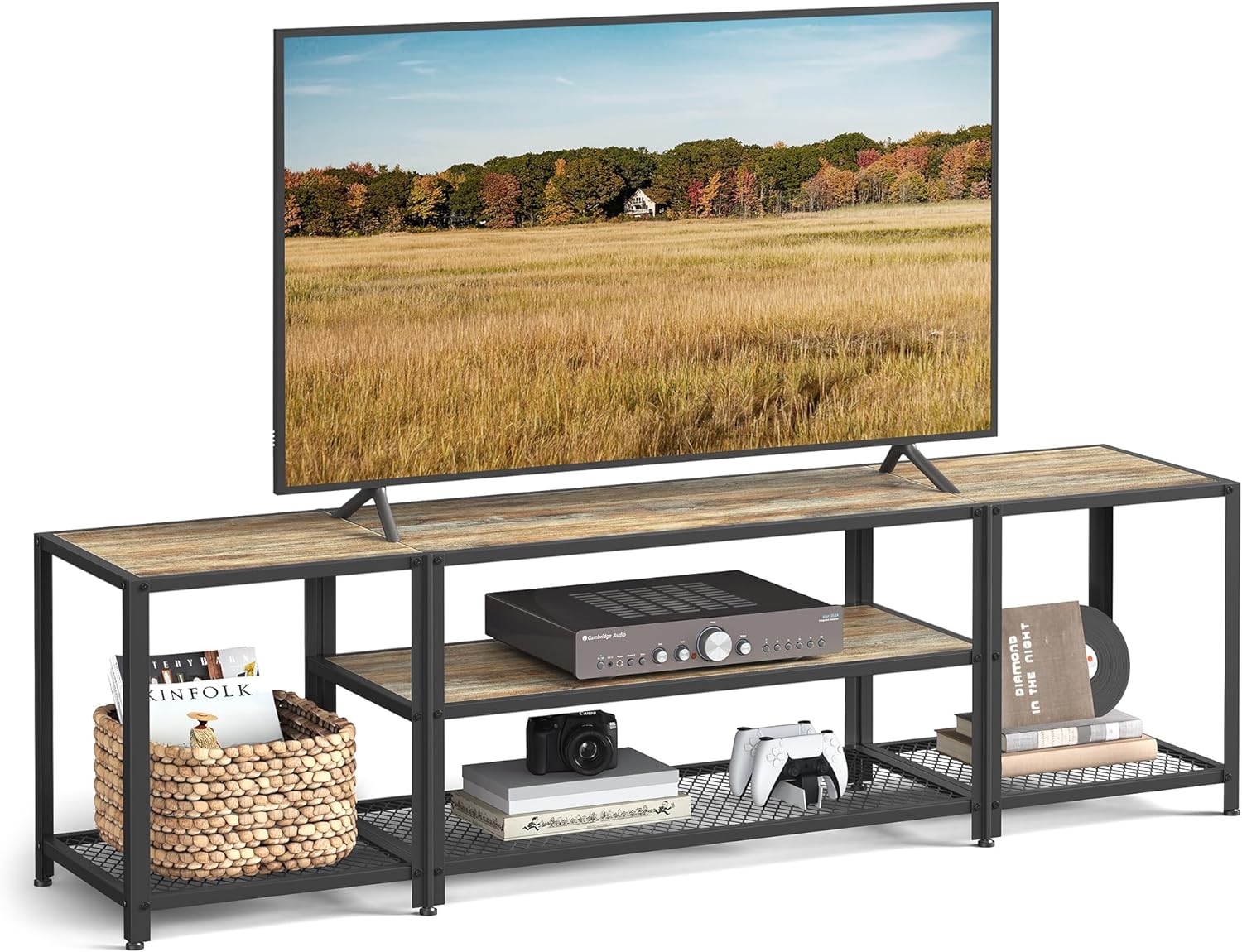 TV Stand for TVs up to 75 Inches 3-Tier Entertainment Center Industrial ...