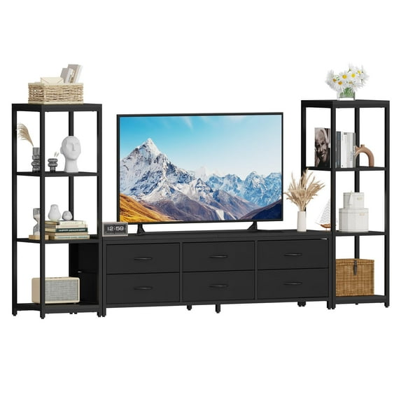 TV Stand for Up to 75-Inch TVs, 6-Drawer Entertainment Center with ...