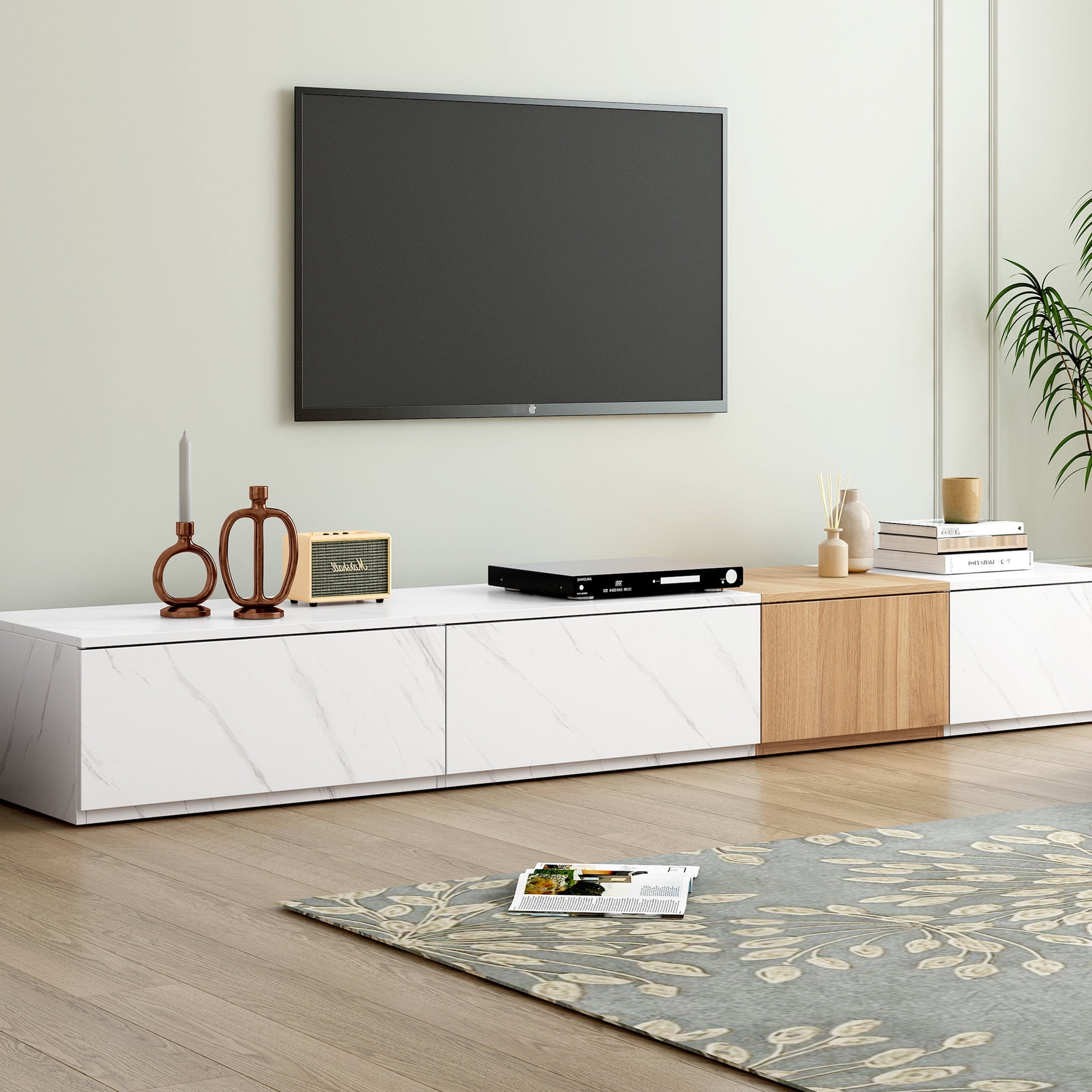TV Stand for Up to 88'' TVs | Modern Style for Living Room | Stable ...