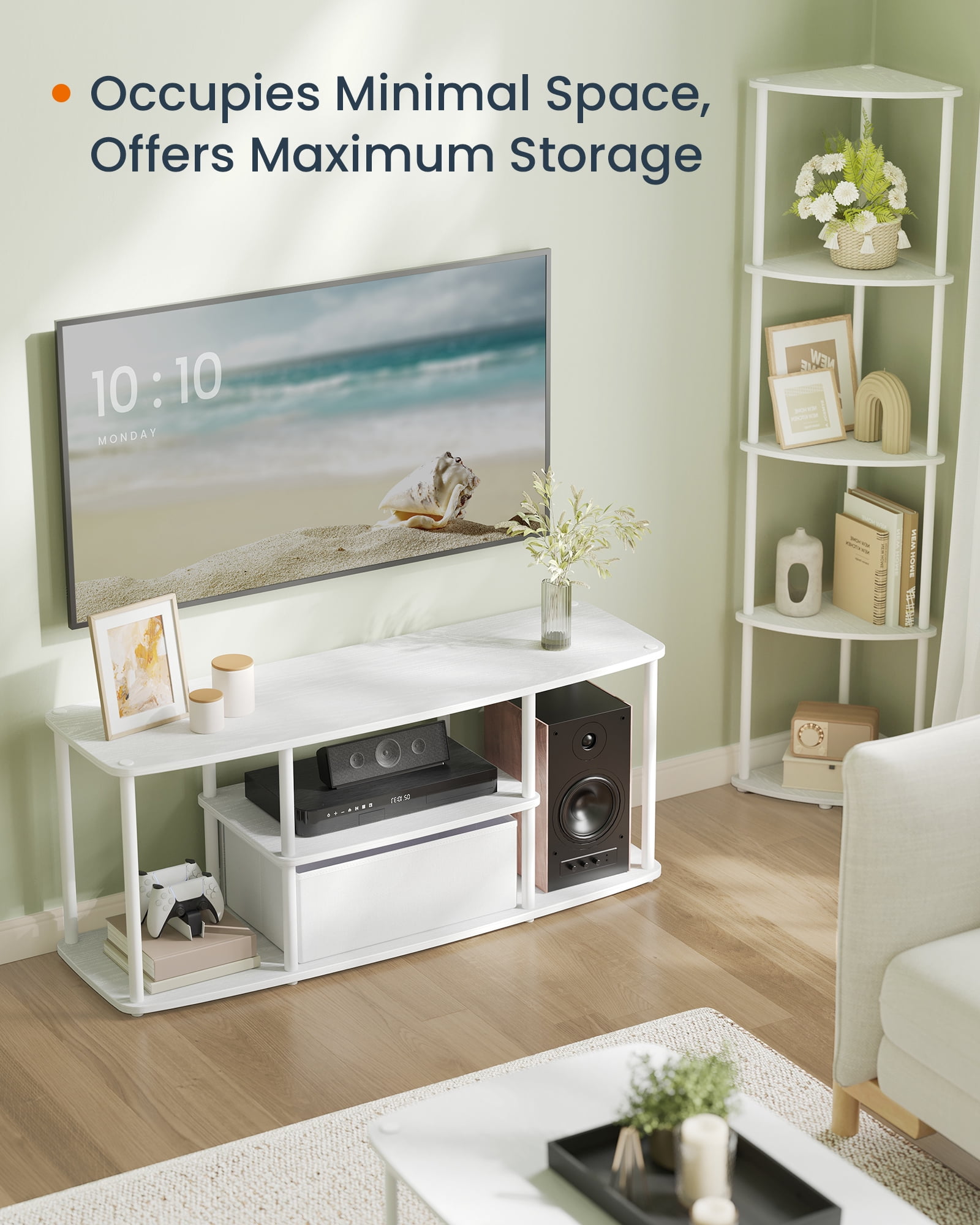 TV Stand for up to 50-inch TVs.Toolless assembly. Measuring 43 x 14 x ...