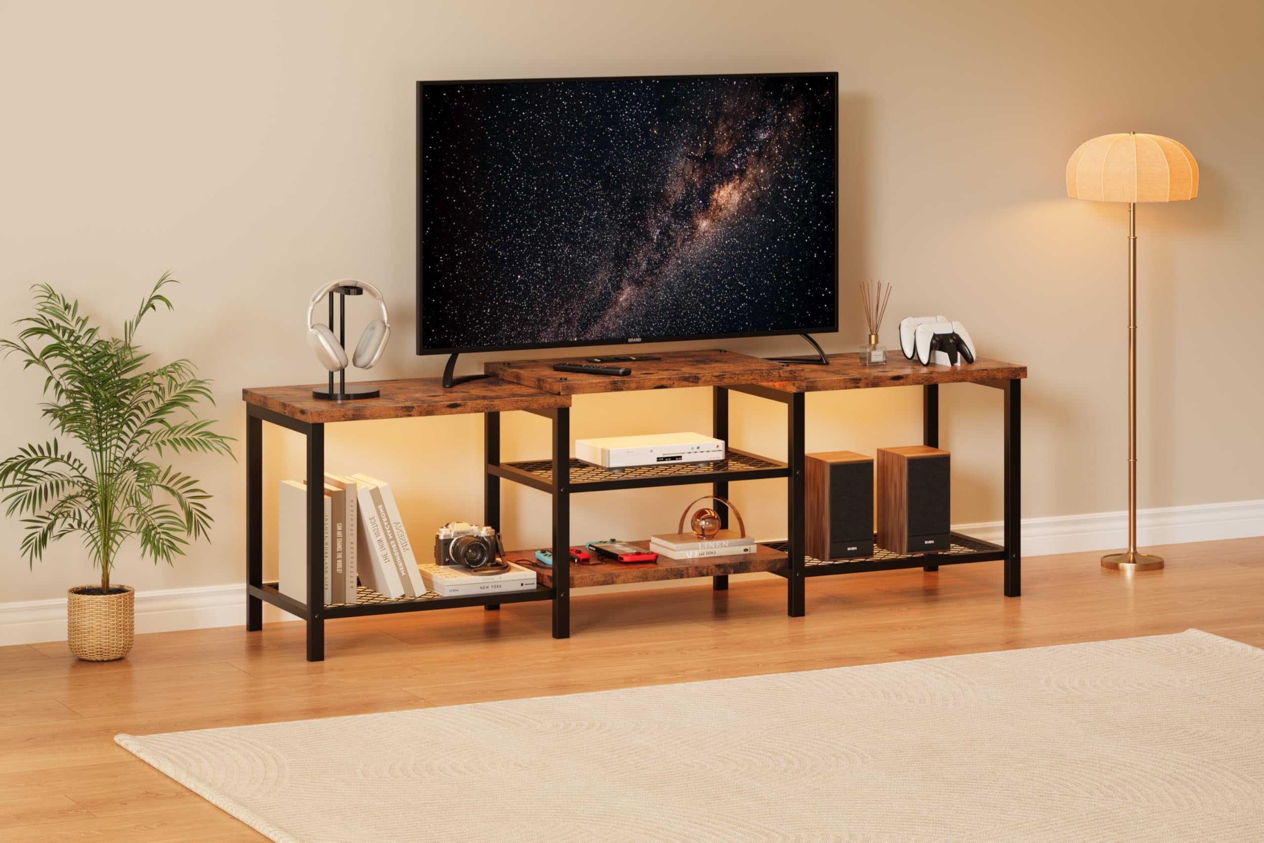 TV Stand to 75 Inch TV, 66.9" Entertainment Center with Power Outlet,TV ...
