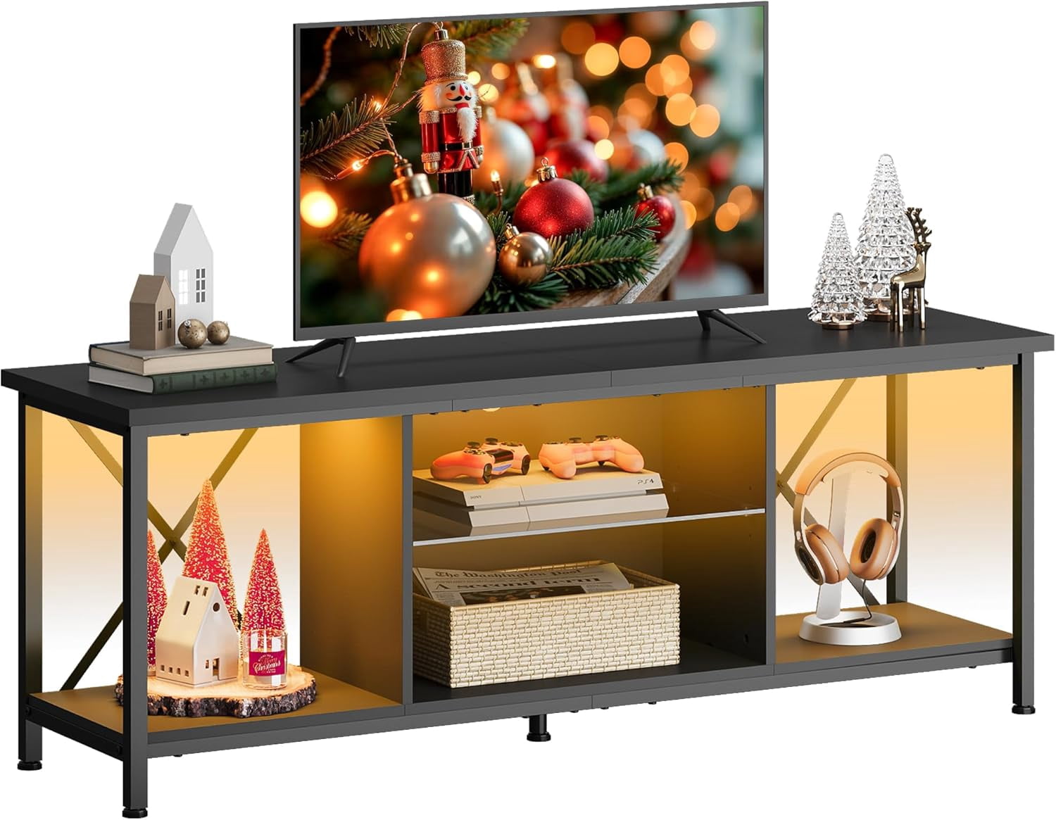 TV Stand up to 65 Inch TV, 55" Entertainment Center with LED ...