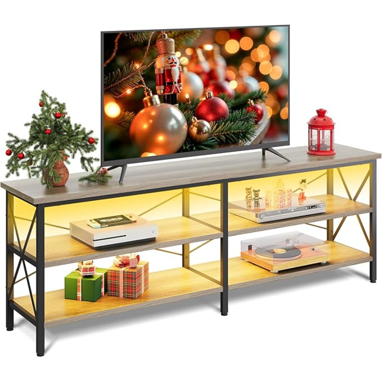 TV Stand up to 70 Inch TV, 63" Entertainment Center with LED, TV Media ...