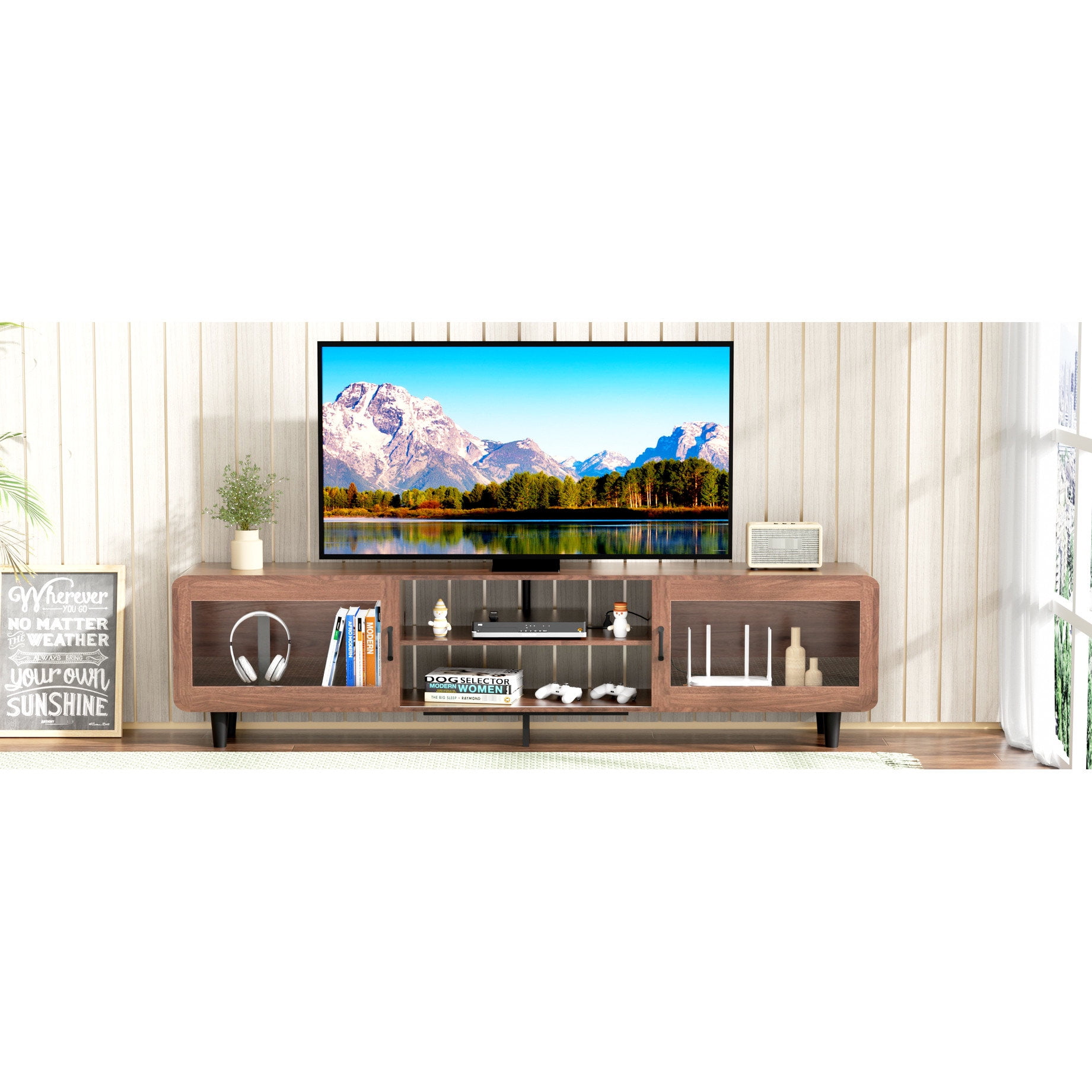 TV Stand with 2 AC & 2 USB Ports+Spacious Storage”-“Home Entertainment ...