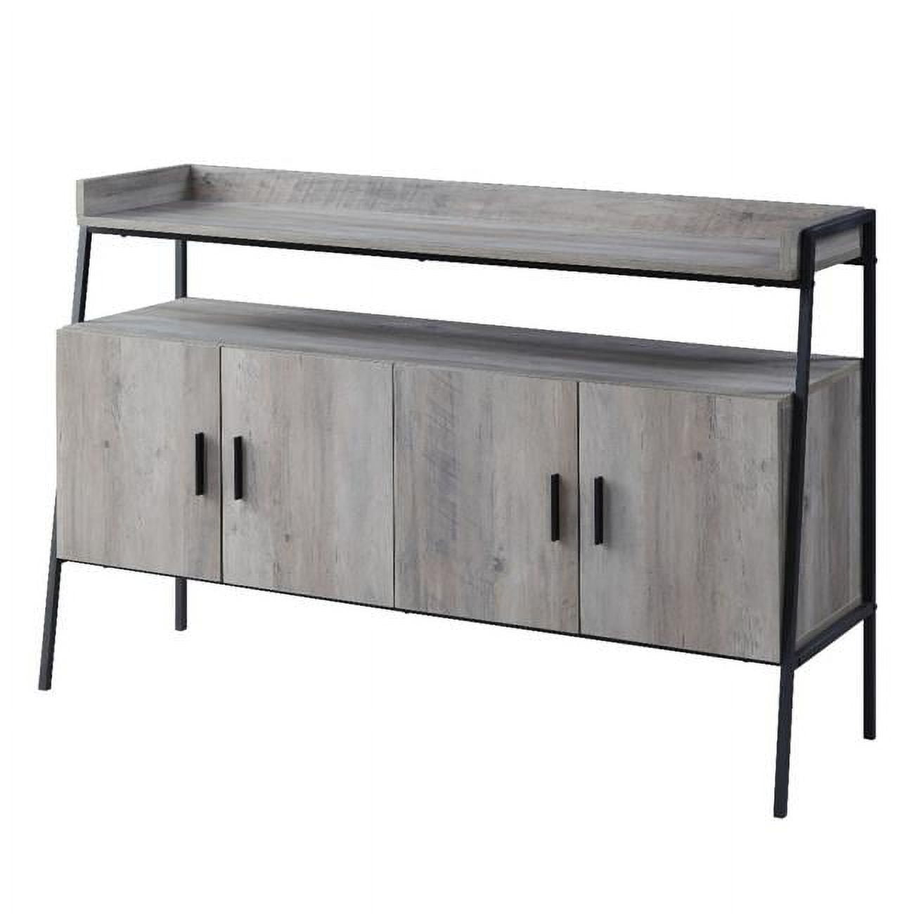 TV Stand with 2 Double Door Cabinet & Tubular Frame, Oak Gray - Walmart.com