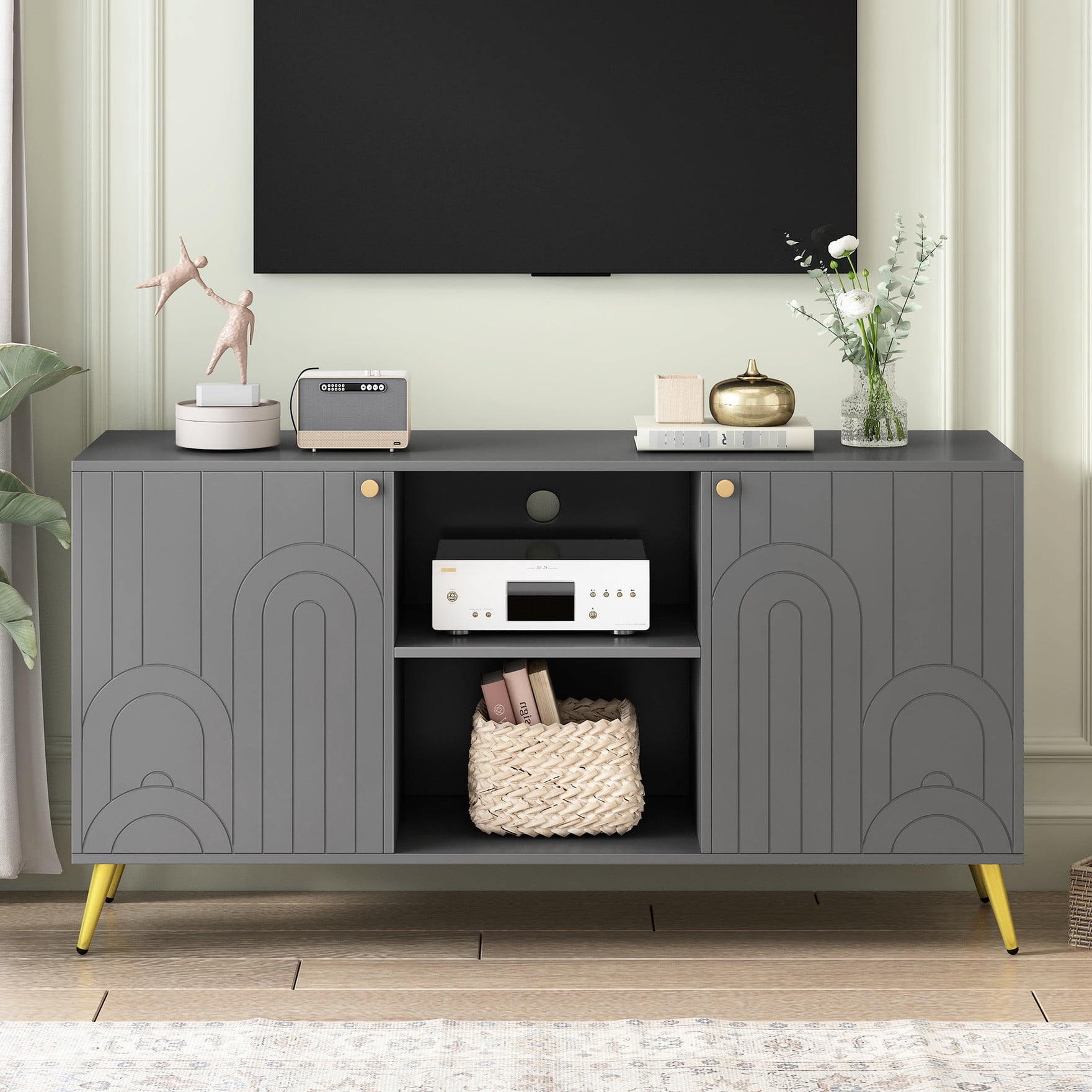 TV Stand with Cable Management Hole, Up to 55 Inches TV - Walmart.com
