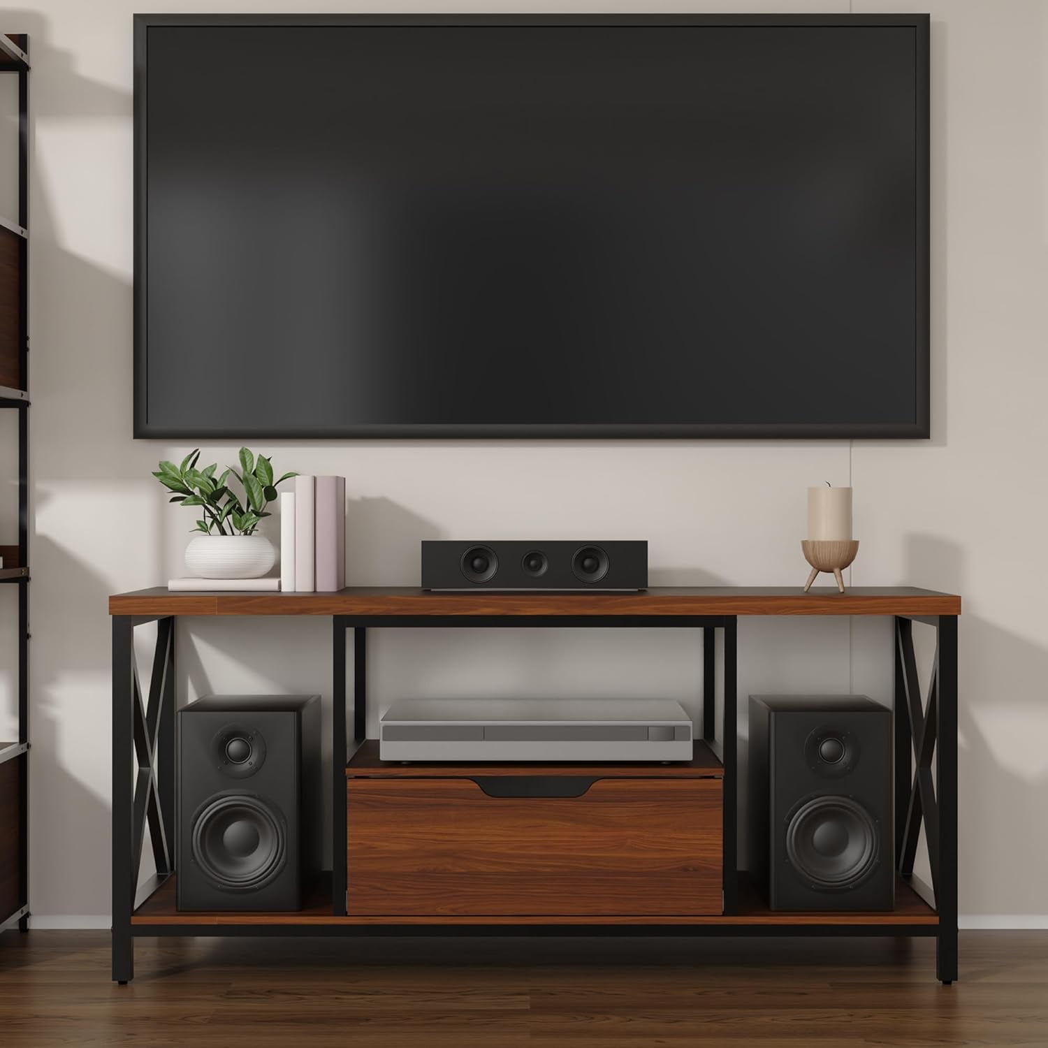 TV Stand with Drawer for TVs up to 60 Inch, TV Console Table with Open ...