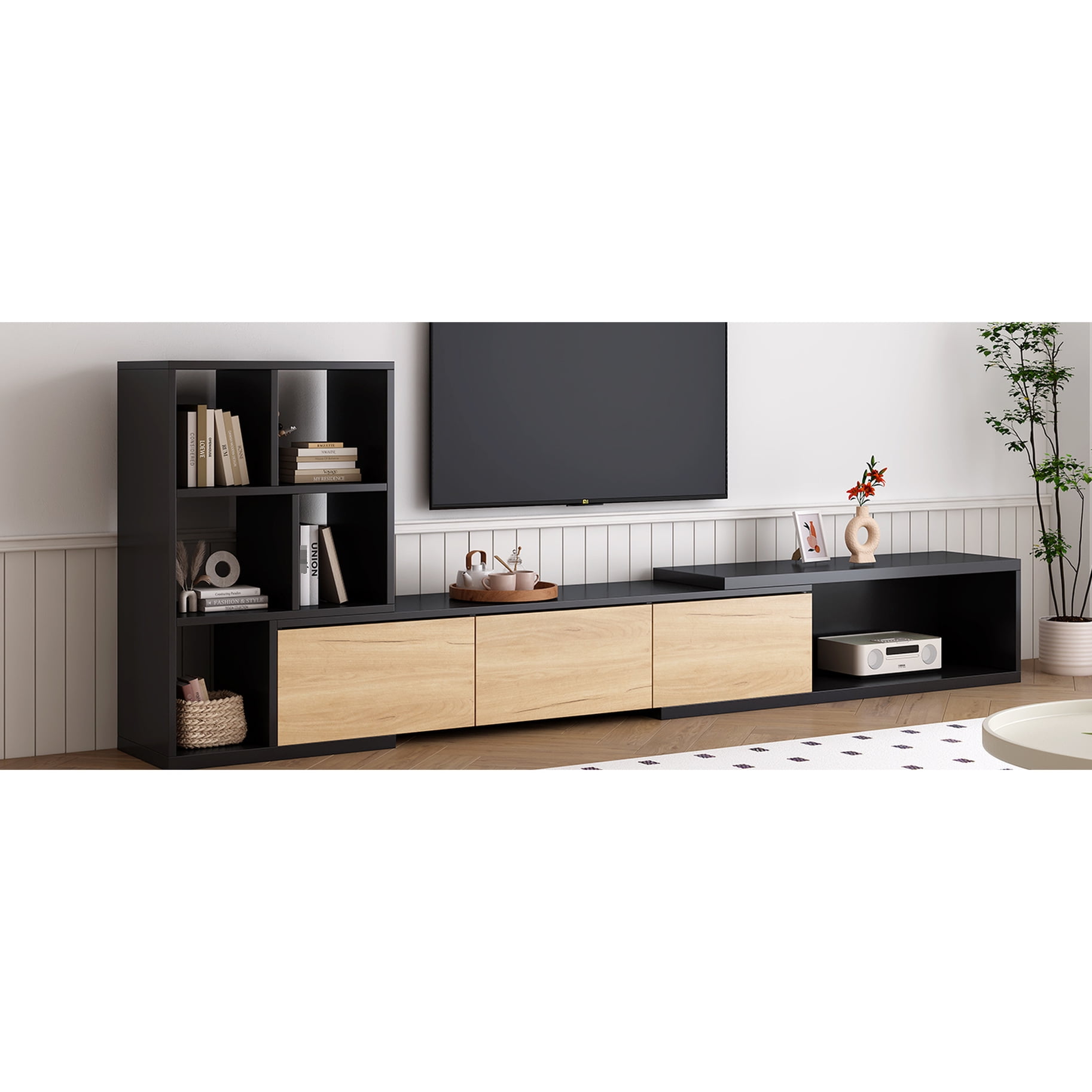 TV Stand with Extendable Tabletop | Store More with Extended Space ...