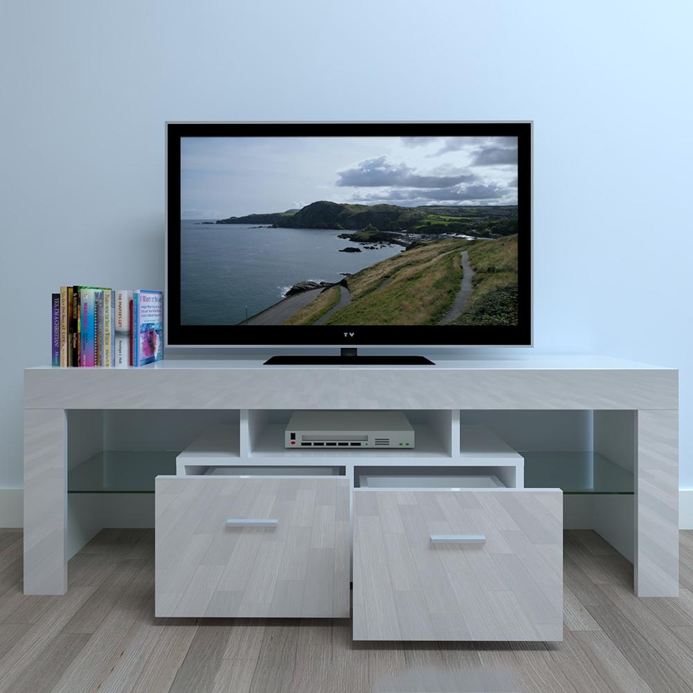 TV Stand with LED Decoration, Modern High Gloss Entertainment Center ...