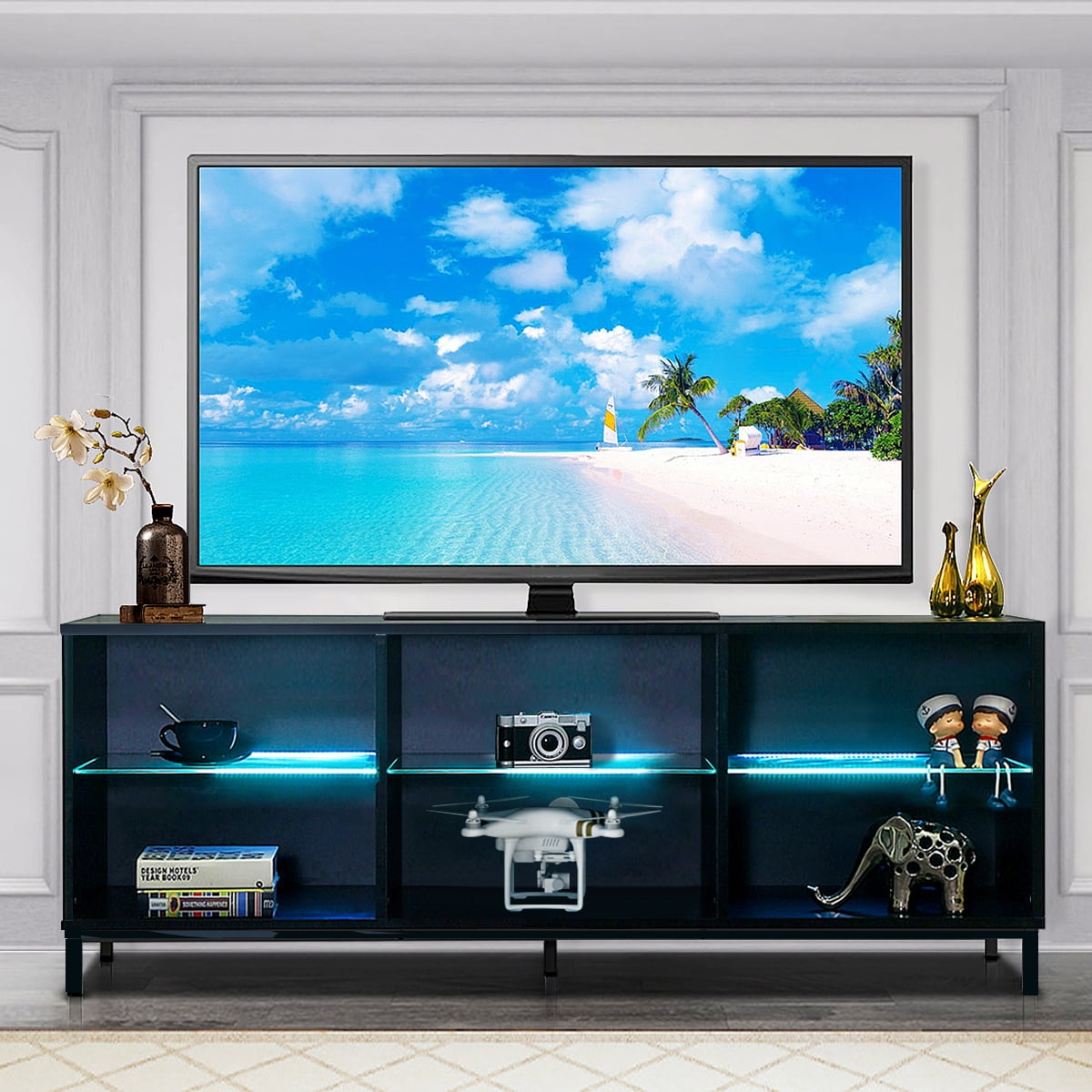 "LED TV Stand for 65"" TVs with Adjustable Shelves, Entertainment ...