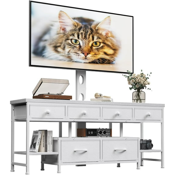TV Stand with Mount & 6 Fabric Drawers for 32-75 Inches TV ...