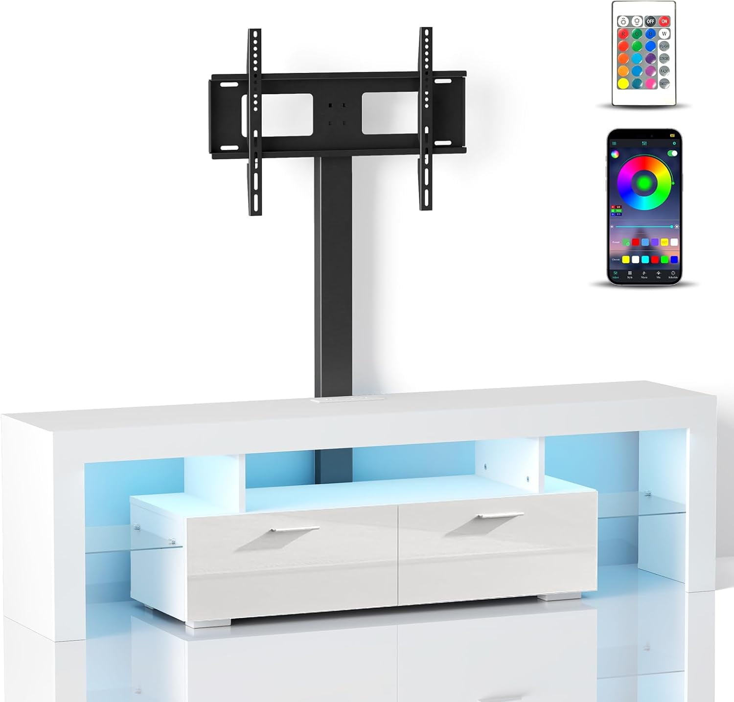 TV-Stand with Mount 75 inch, LED TV Stand with Power Outlet & Drawers ...