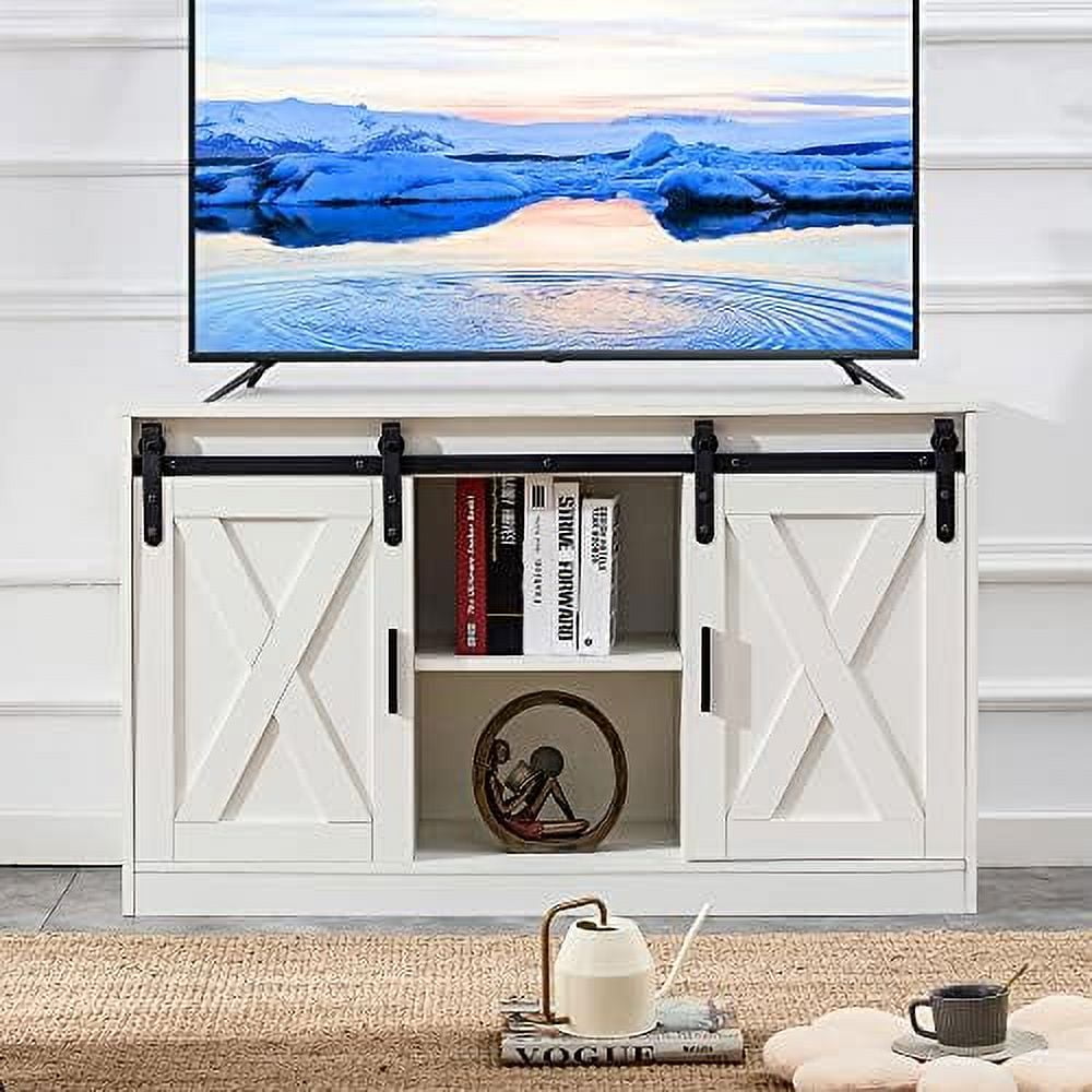 TV Stand with Shelves Entertainment Center TV Console with Sliding Barn ...