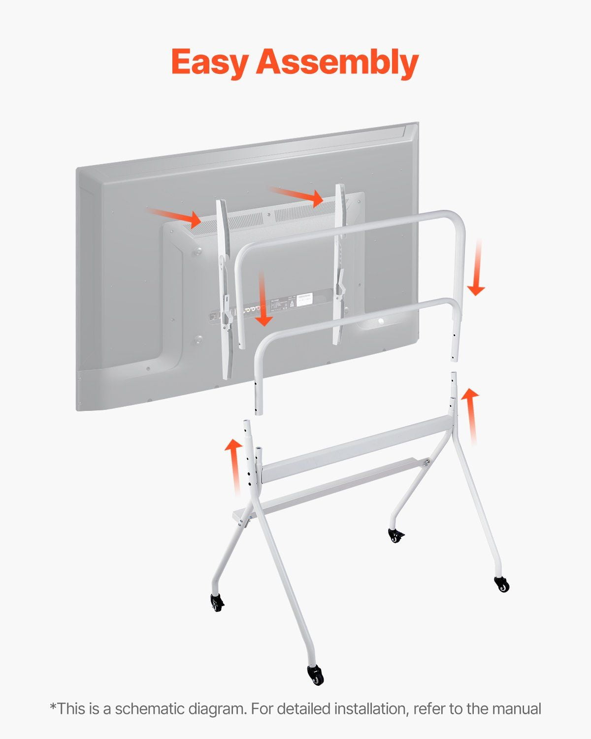 TV Stand with Wheels for Flat/Curved Screens 35-100 Inch, Portable ...