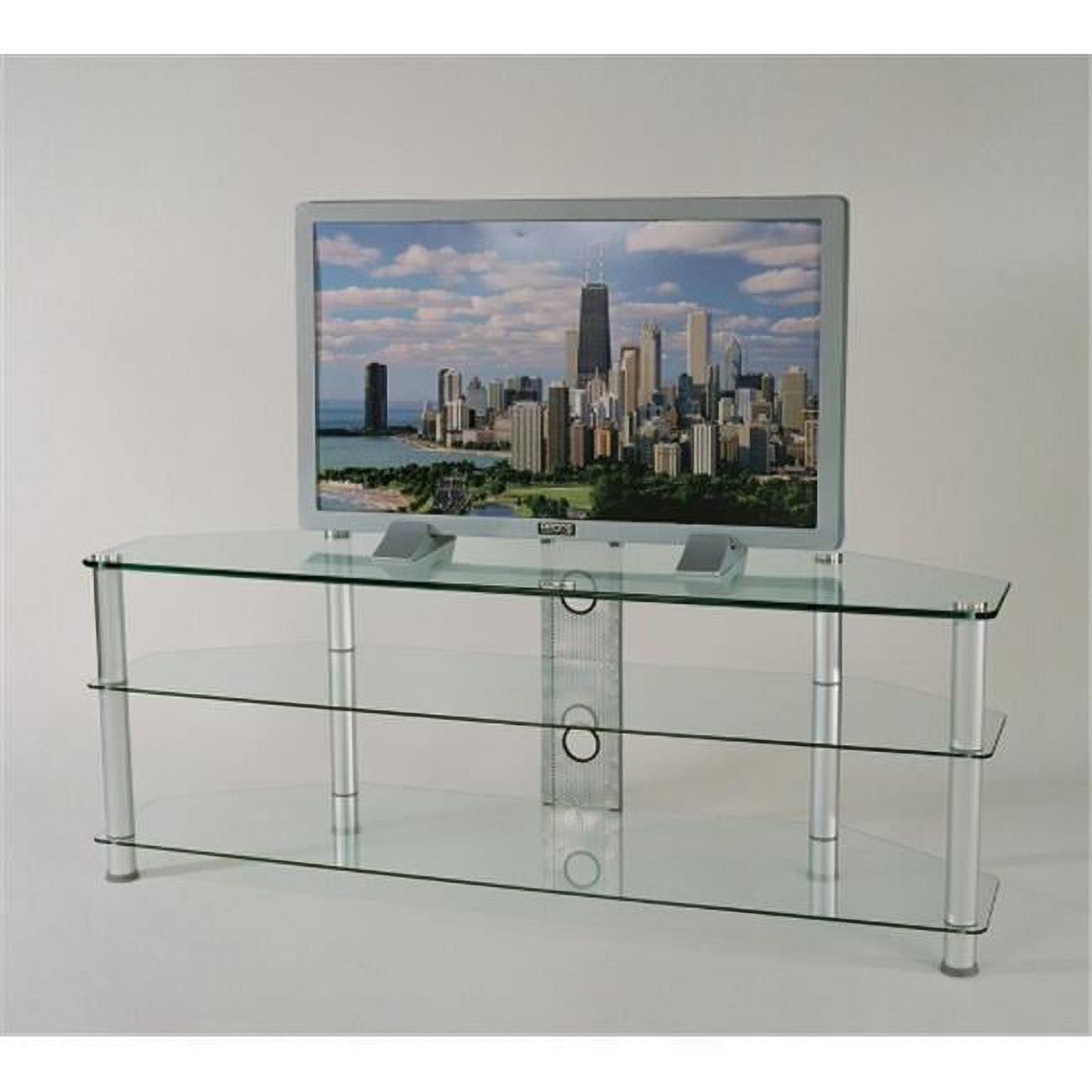 "RTA Aluminum TV Stand with Glass Shelves, Supports up to 60"" Screen ...