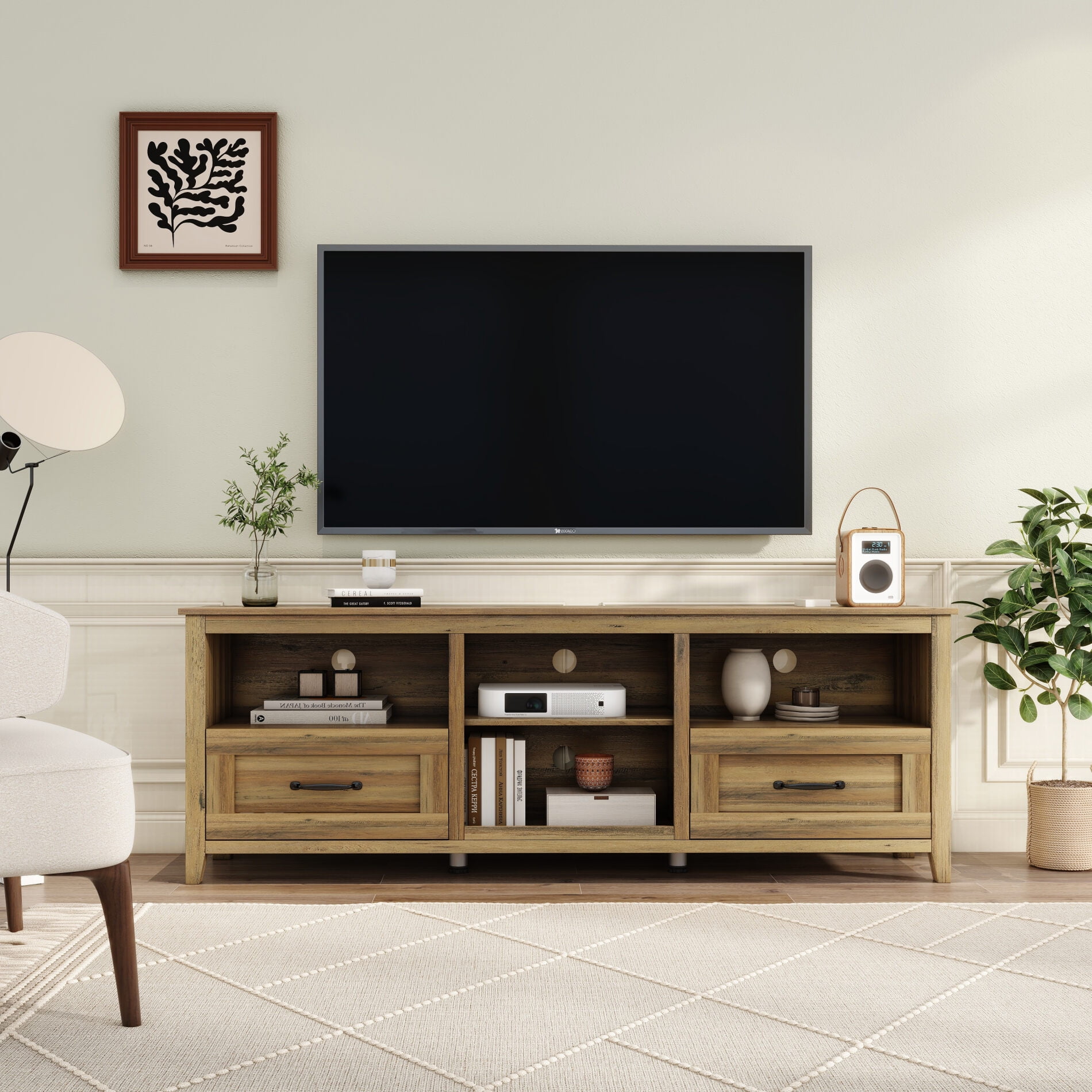 TV Stands for Living Room, TV Stand with Storage Cabinet and Open ...