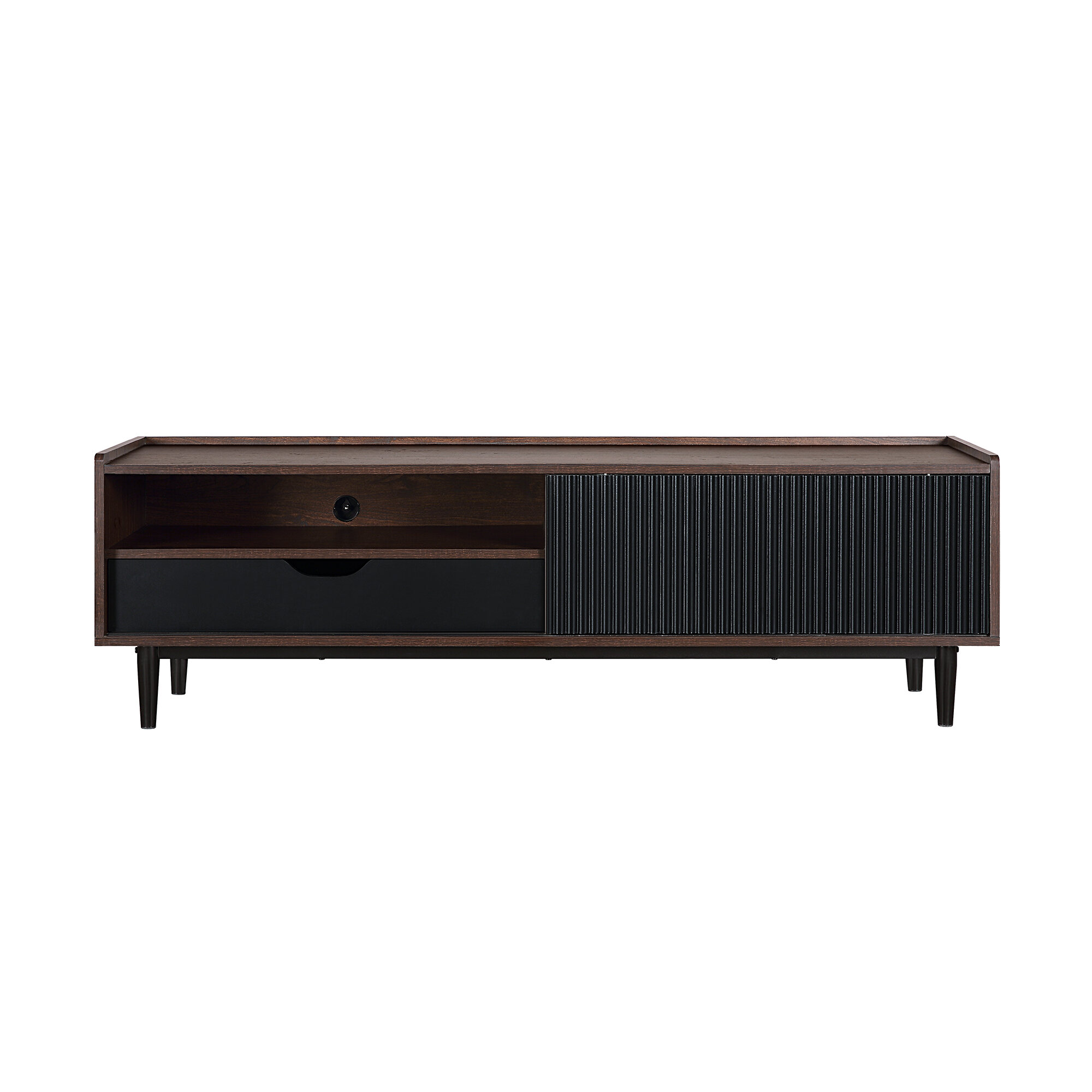 TV Stands With Storage, Duane 59" Fluted TV Stand in Black, Black ...