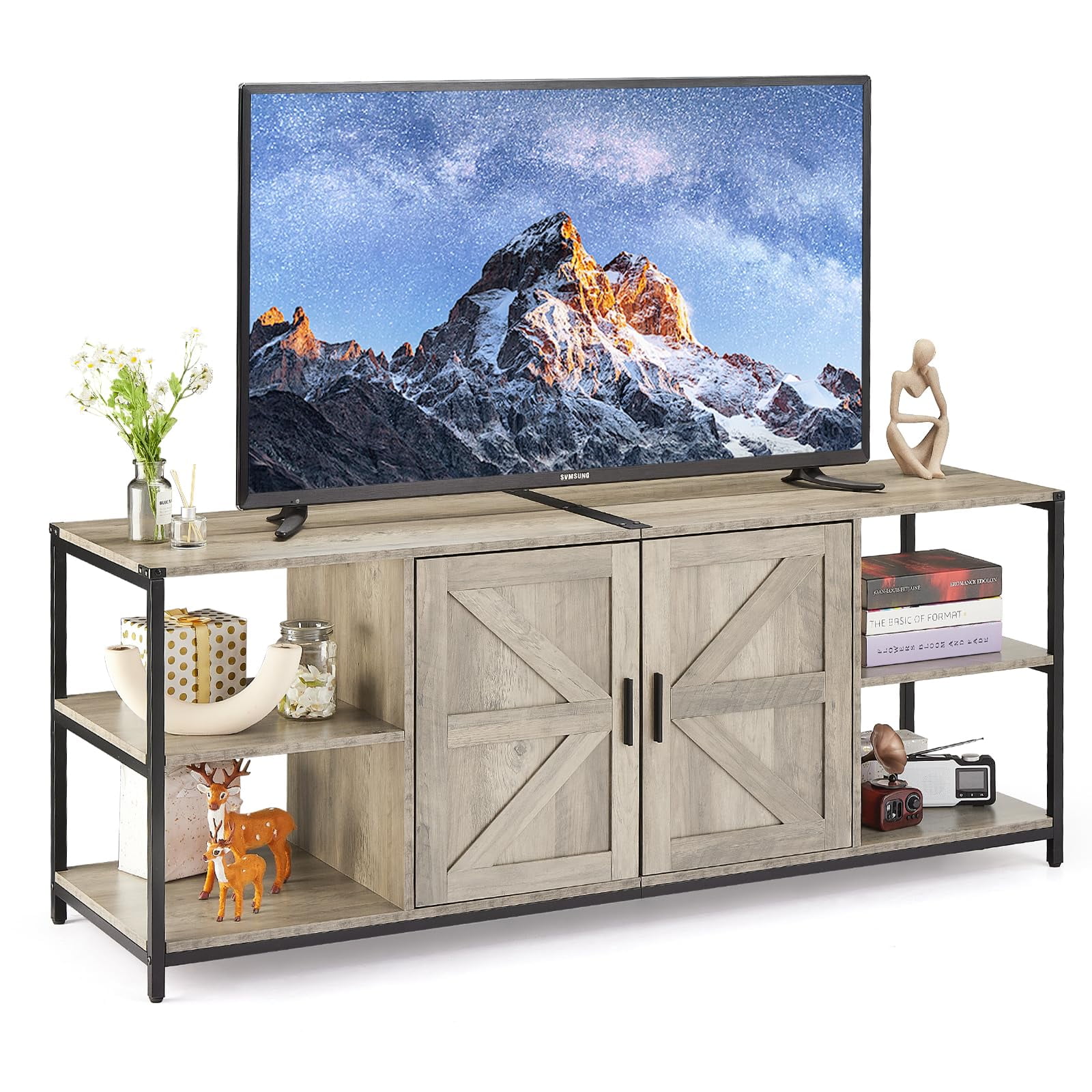 TV Stands with Storage Place, Industrial TV Stand for TV Up to 75'', 63 ...