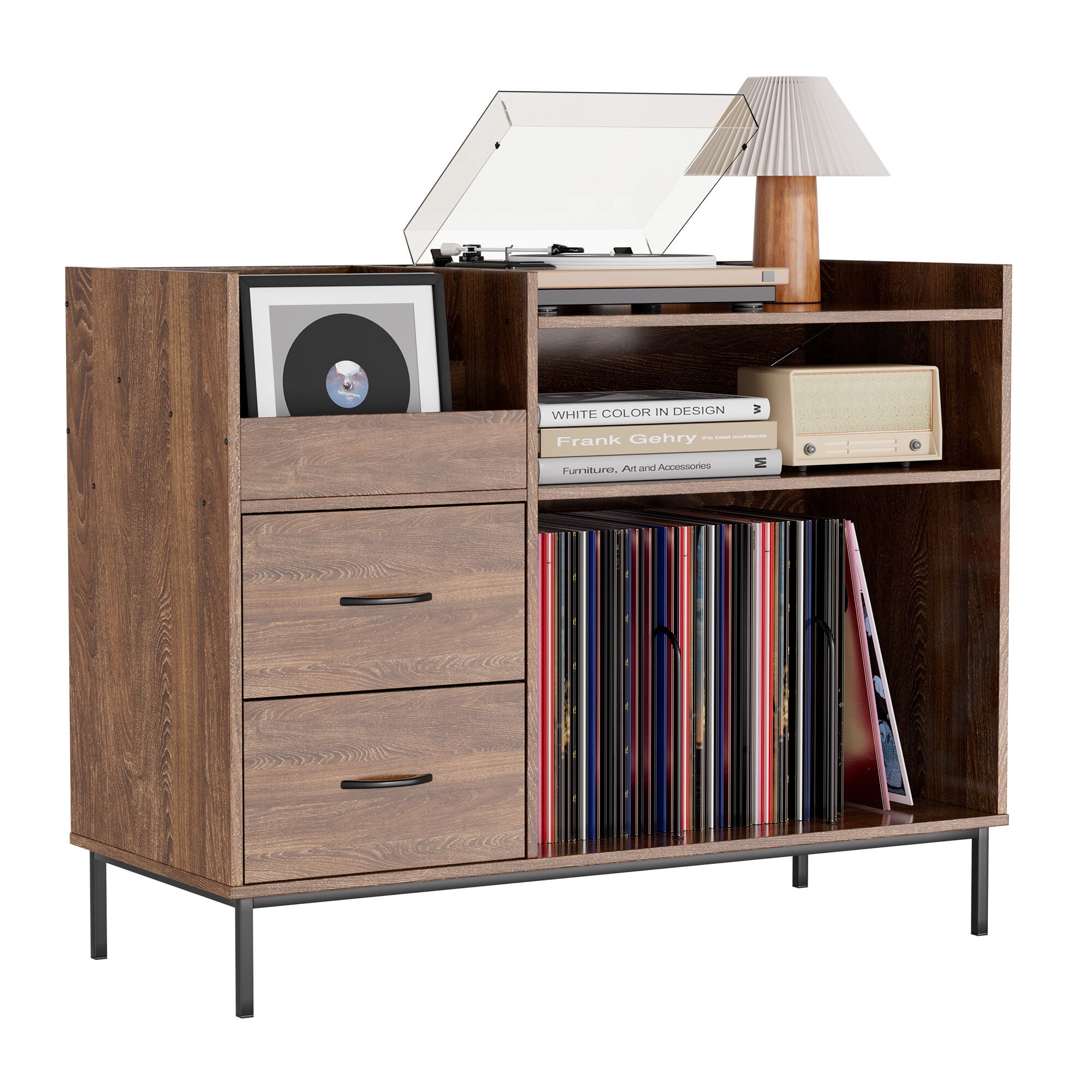 TV Stands With Storage Record Player Stand with Adjustable Shelves ...