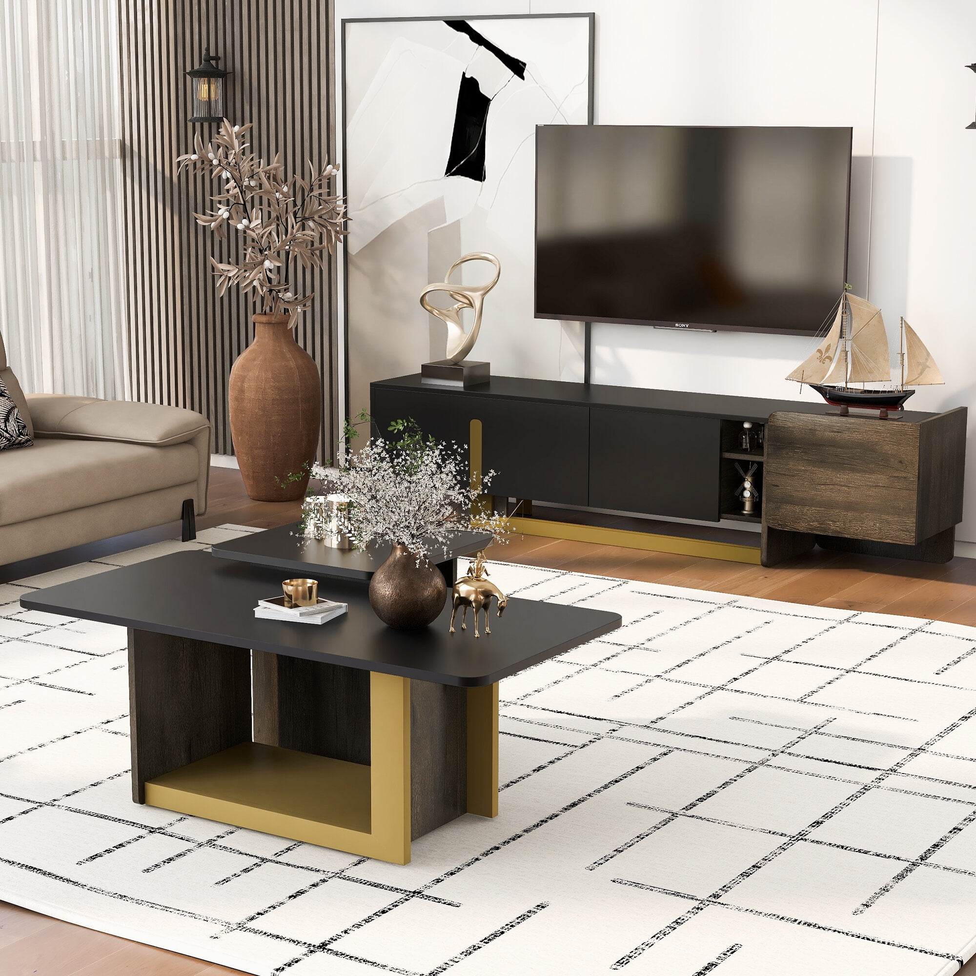 TV Stands With Storage VIBE HAUS Modern Light Luxury TV Stand and ...