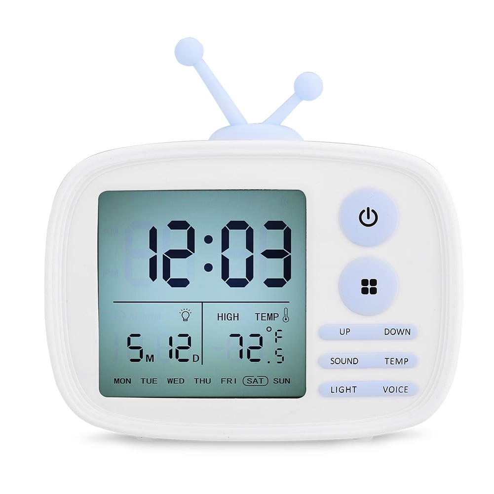TV Style Silicone Alarm Clock Temperature Display Bedrooms Digital ...