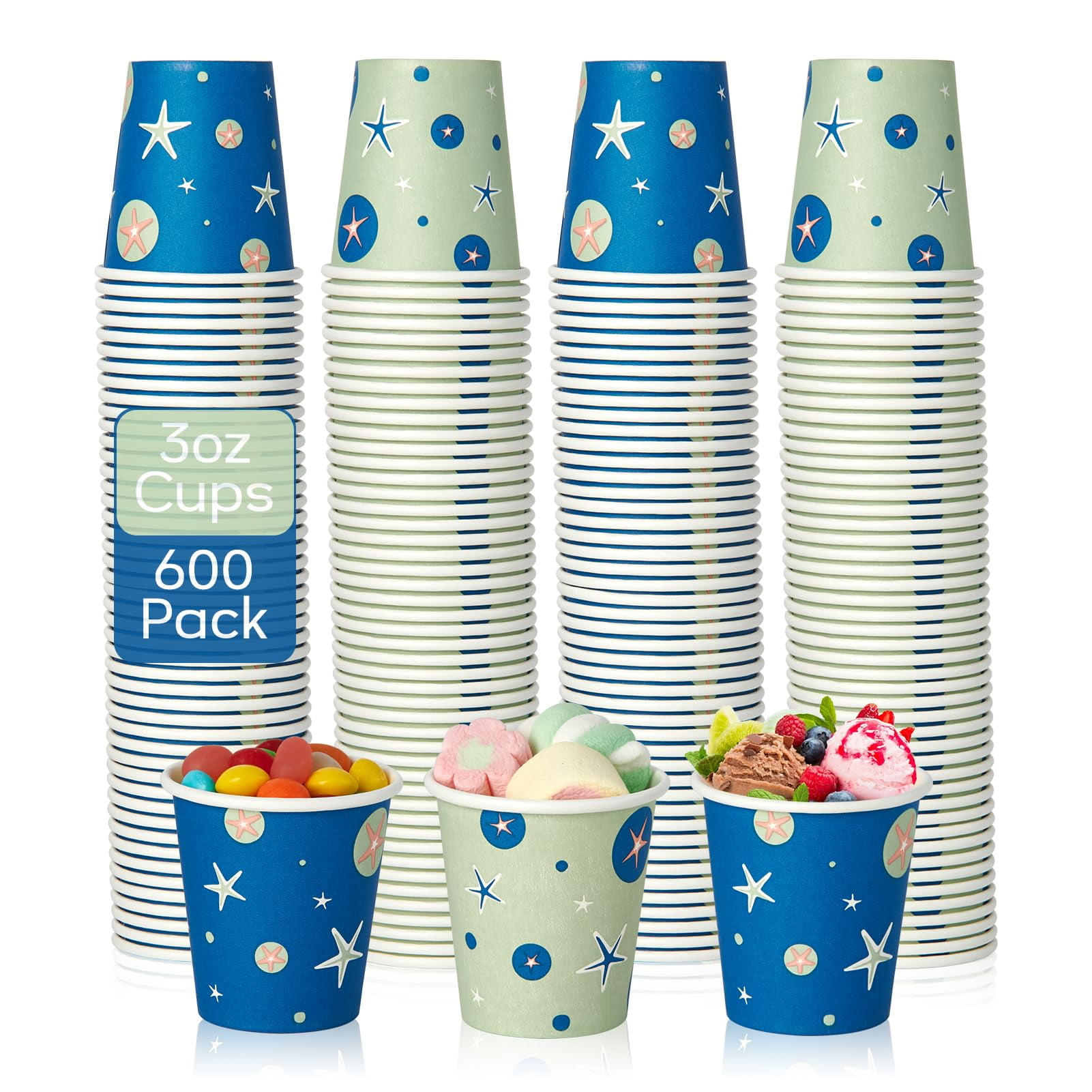 TV TOPVALUE 600 Pack 3 oz Disposable Paper Cups, Paper Bathroom Cups ...