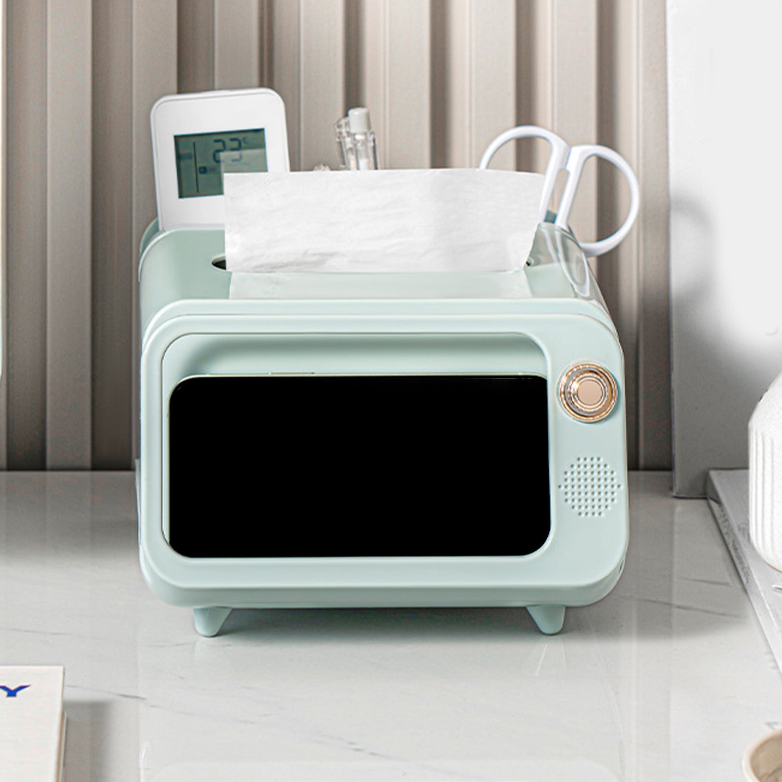 TV Tissue Box Phone Container Paper Dispenser Cover With Compartment ...