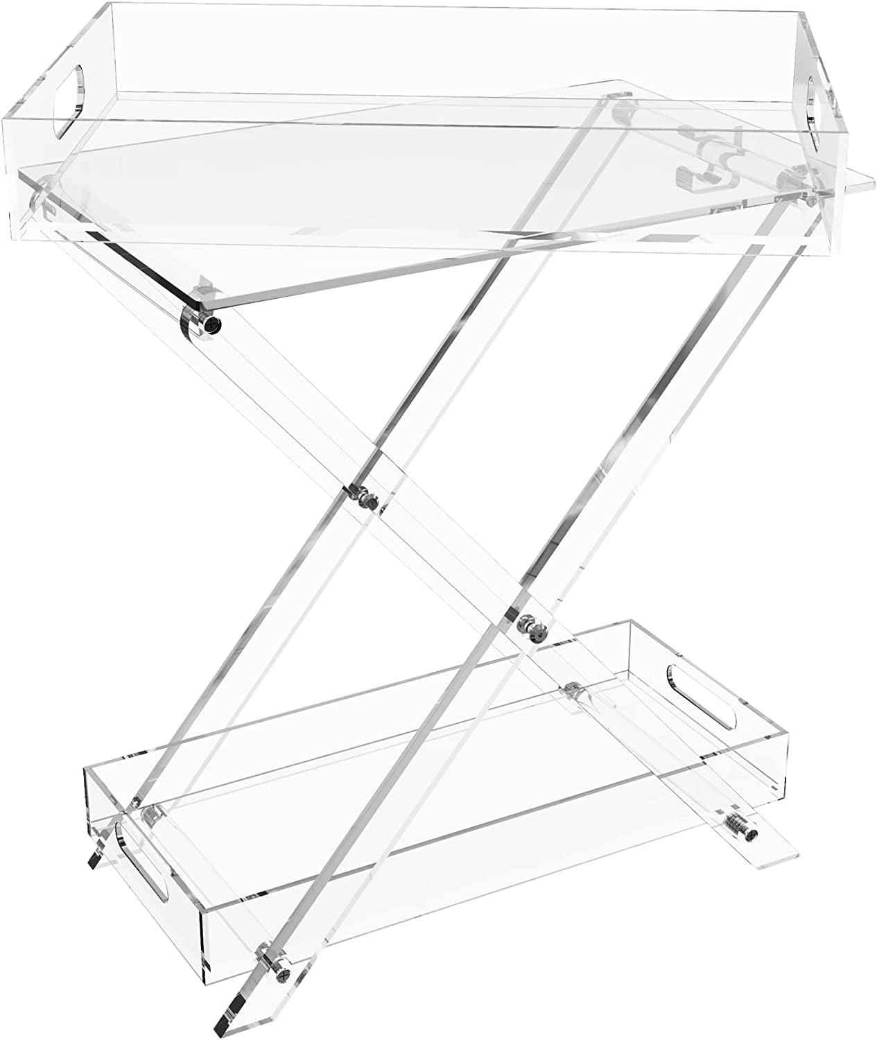 TV Tray with 2 Removable Trays Acrylic Folding Tray Table Two Tier ...