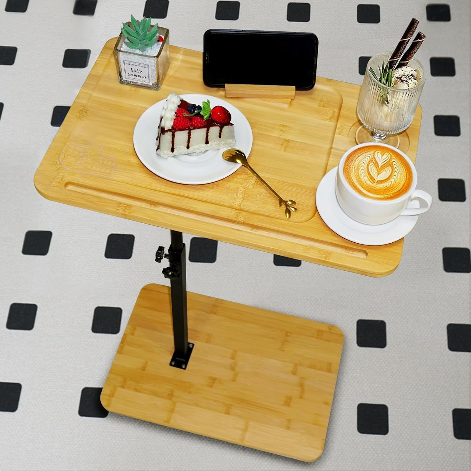 TV Tray Table 360° Swivel Sofa Couch Armrest Tray Bamboo Side Table C ...