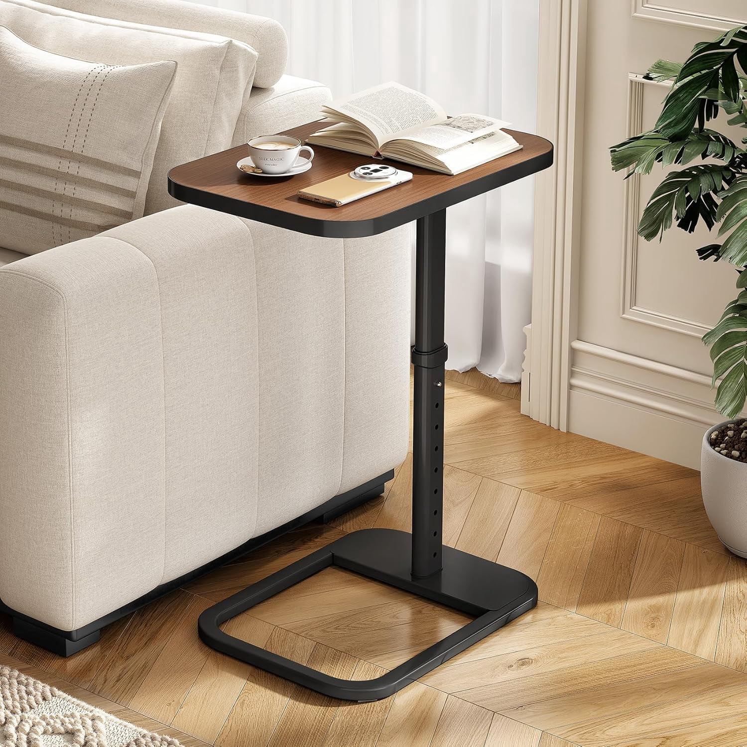 TV Tray Table, Adjustable Height & Flip-Top & Rounded Metal Corners ...