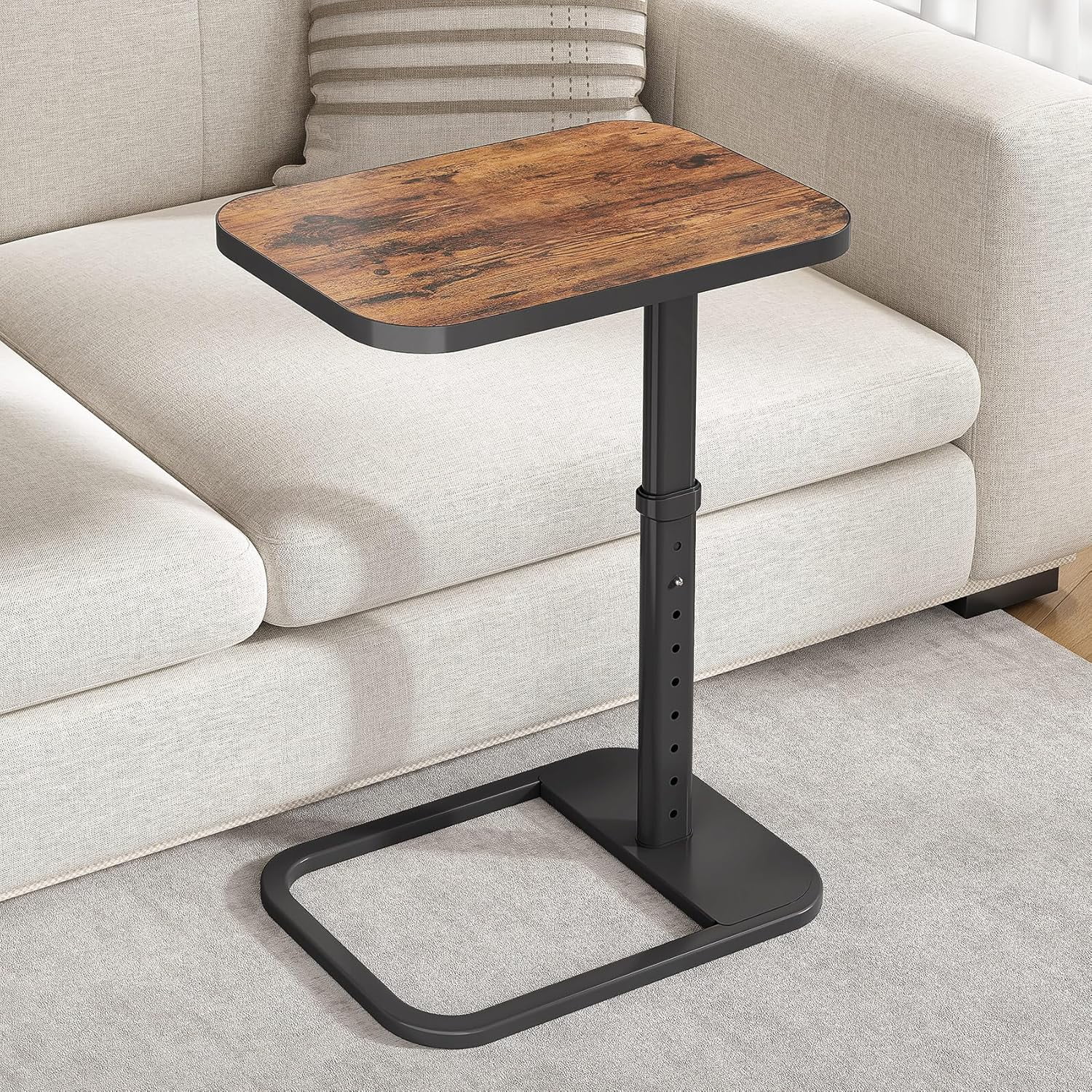 TV Tray Table, Adjustable Height & Flip-Top & Rounded Metal Corners ...