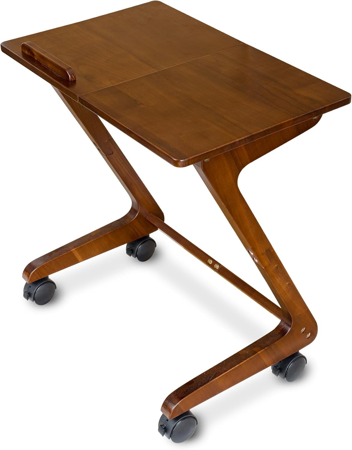 TV Tray Table with Casters, Solid Rubberwood End Tables, Sofa Side ...