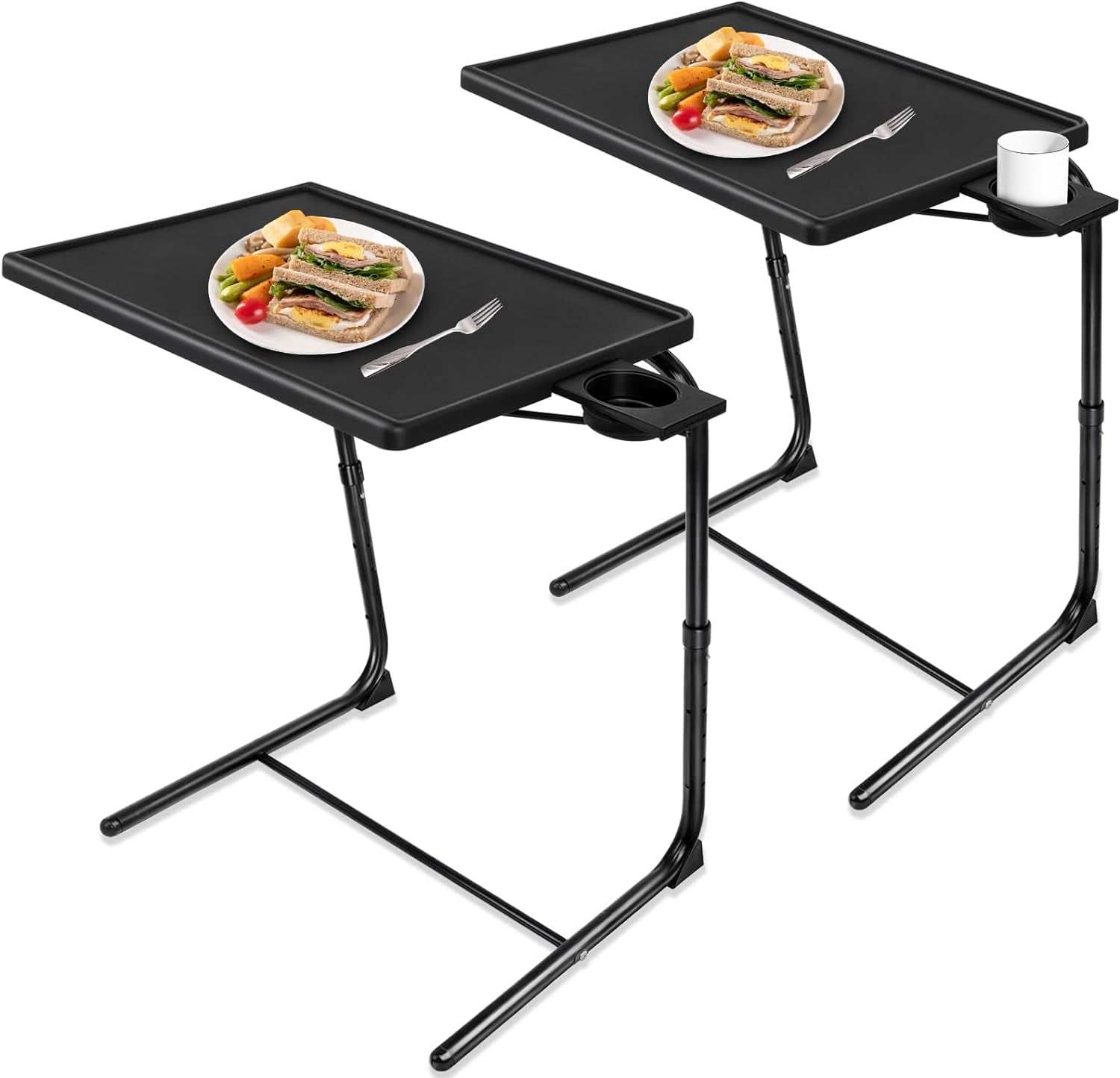 TV Tray Table, TV Dinner Table with 3 Tilt Angles and 6 Height Adjustments, Folding Adjustable ...