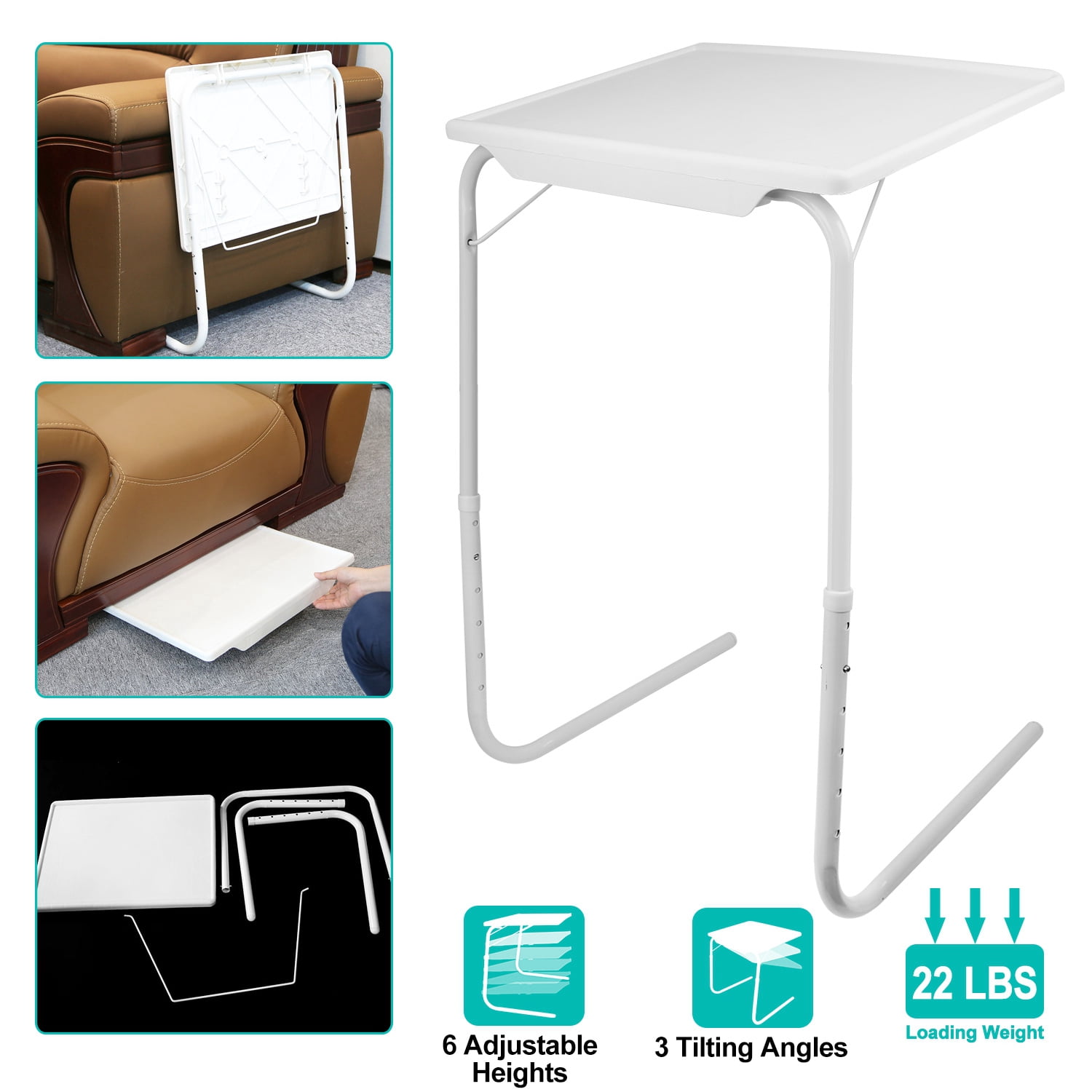 TV Tray Table, TV Dinner Tray for Eating, Large Adjustable Folding ...