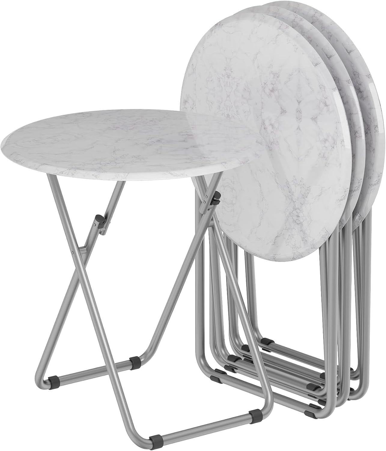 TV Trays Table Set of 4 Round Portable Folding TV Tray Table TV Dinner ...