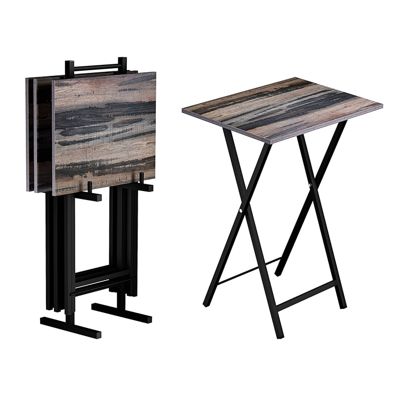 TV Trays for Eating Set of 4 with Stand,Folding TV/Snack Tray Table Set ...