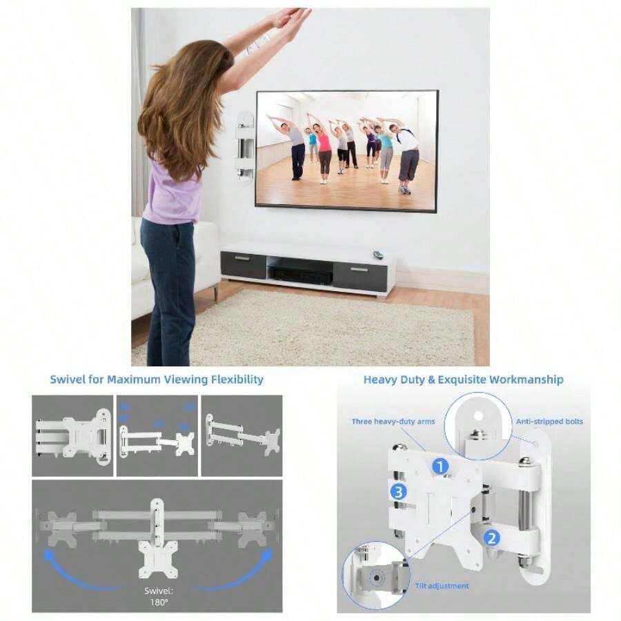 TV Wall Mount Swivel Tilt Rotation Full Motion Adjustable Articulating ...