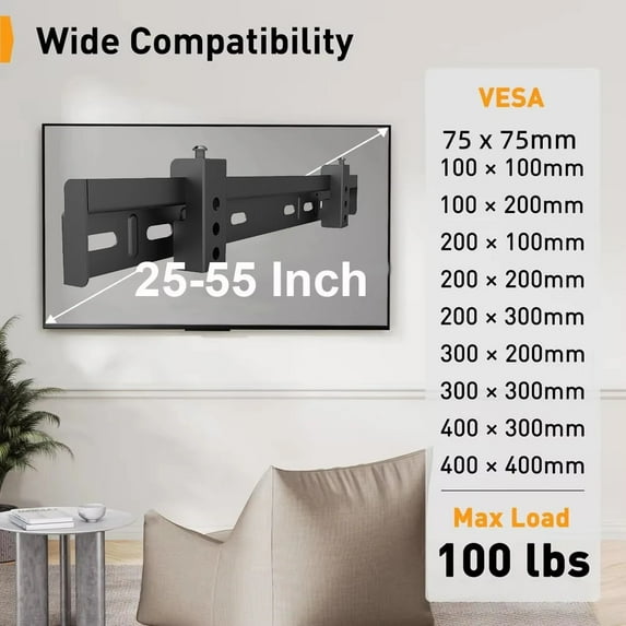 TV Wall Mount for 25-55 Inch TV up to 40kg, No Drill Low Profile TV ...