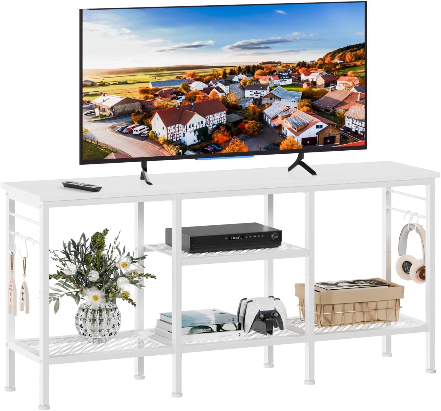 TV stand, fits TVs up to 55 inches, entertainment center with open ...