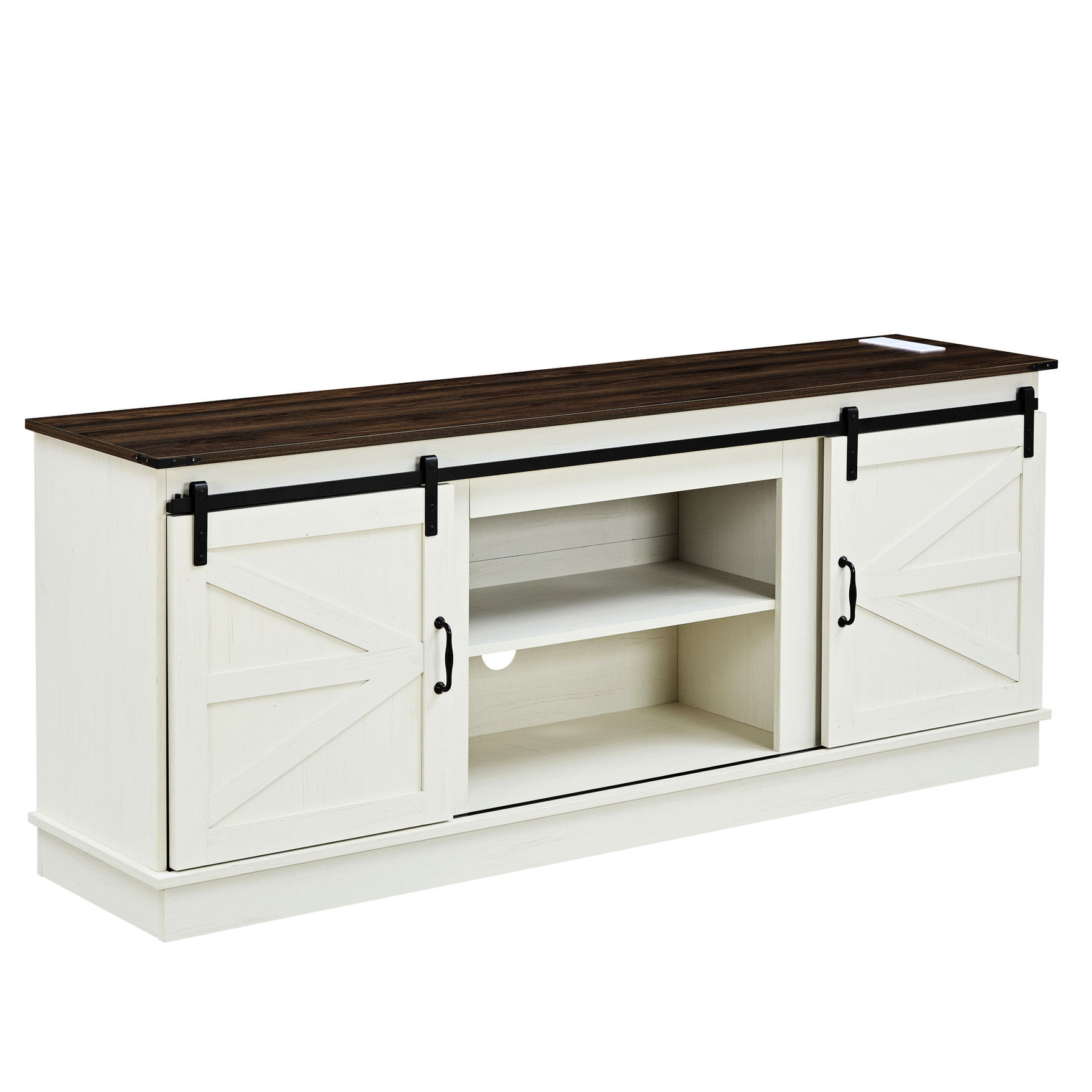 TV stand made of MDF, fitting 70 - inch TVs, with sliding barn doors ...
