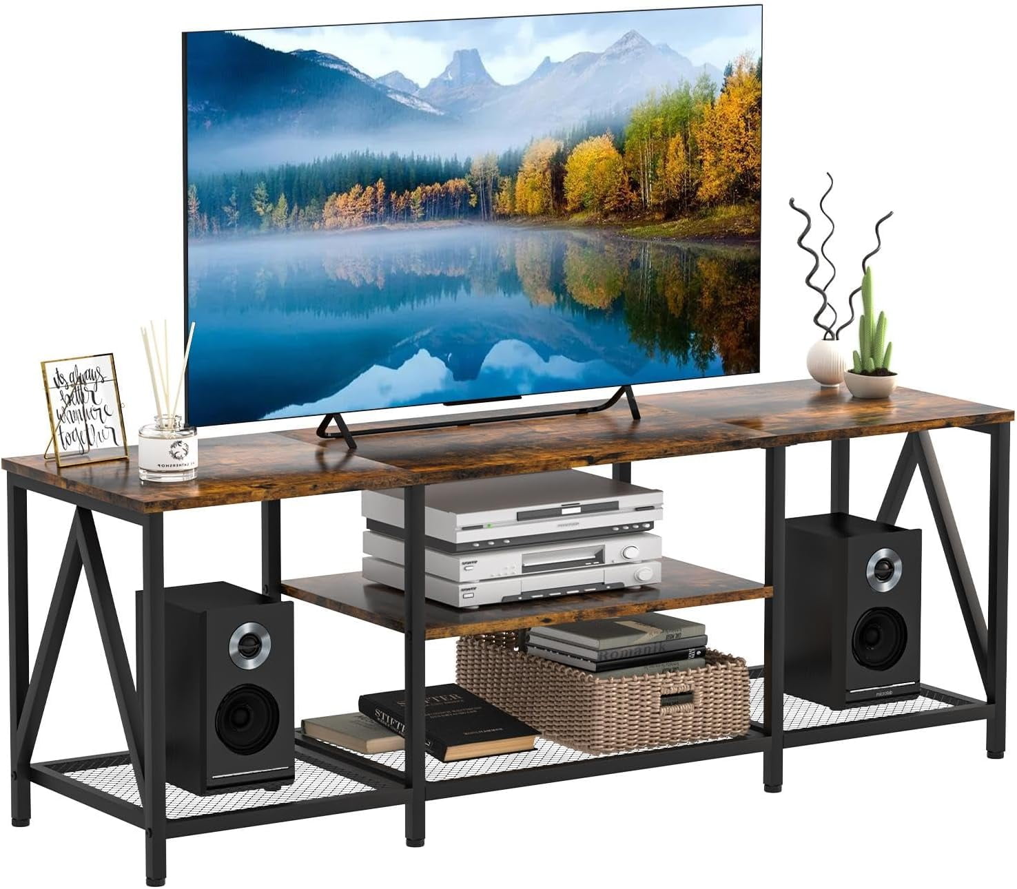 TV stand to 65 inch, television Console Table with Open Storage Shelves ...