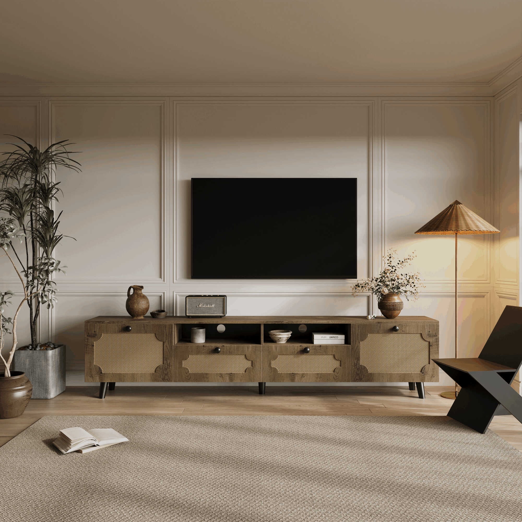 TV station, TV room, entertainment center, can accommodate 65 inch TV ...