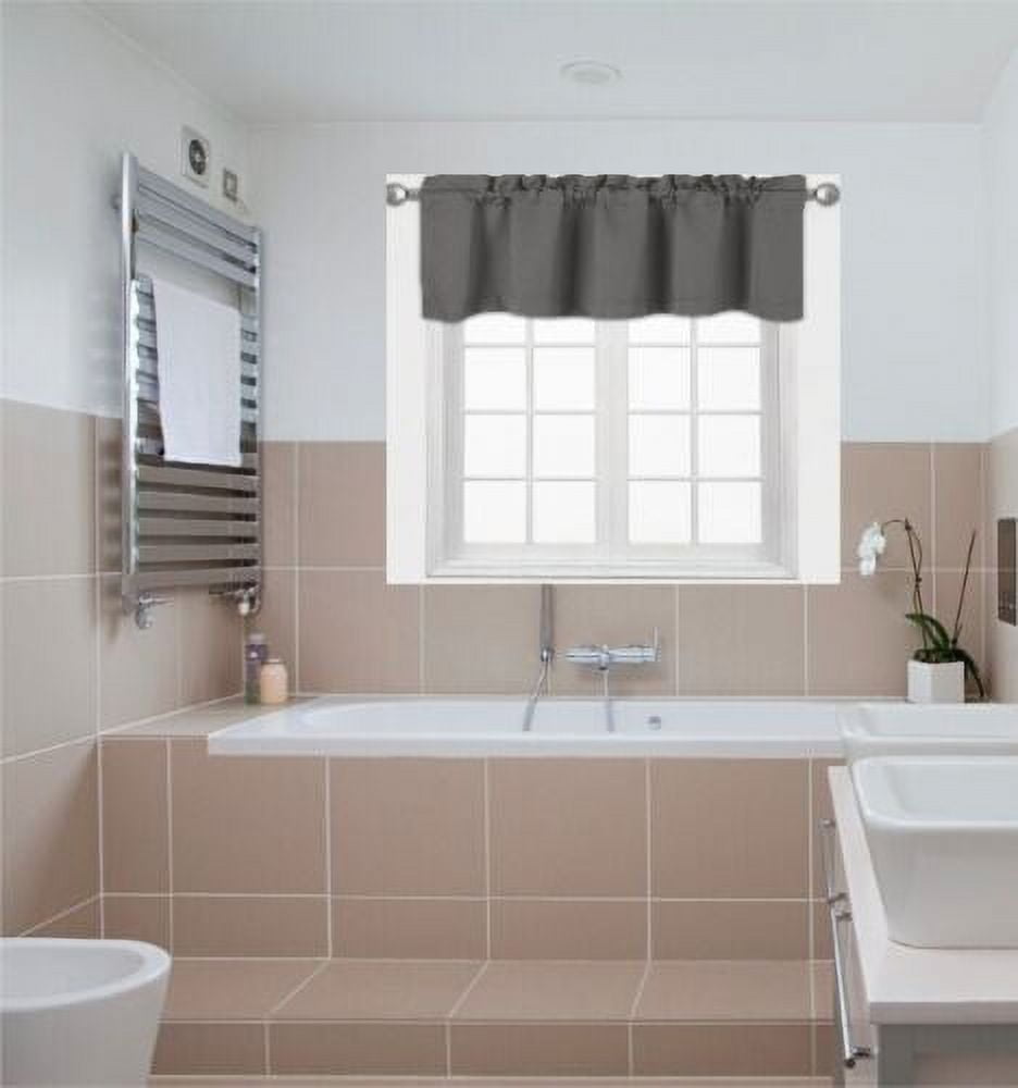 TVLO charcoal blackout thermal valance for short window curtain with ...
